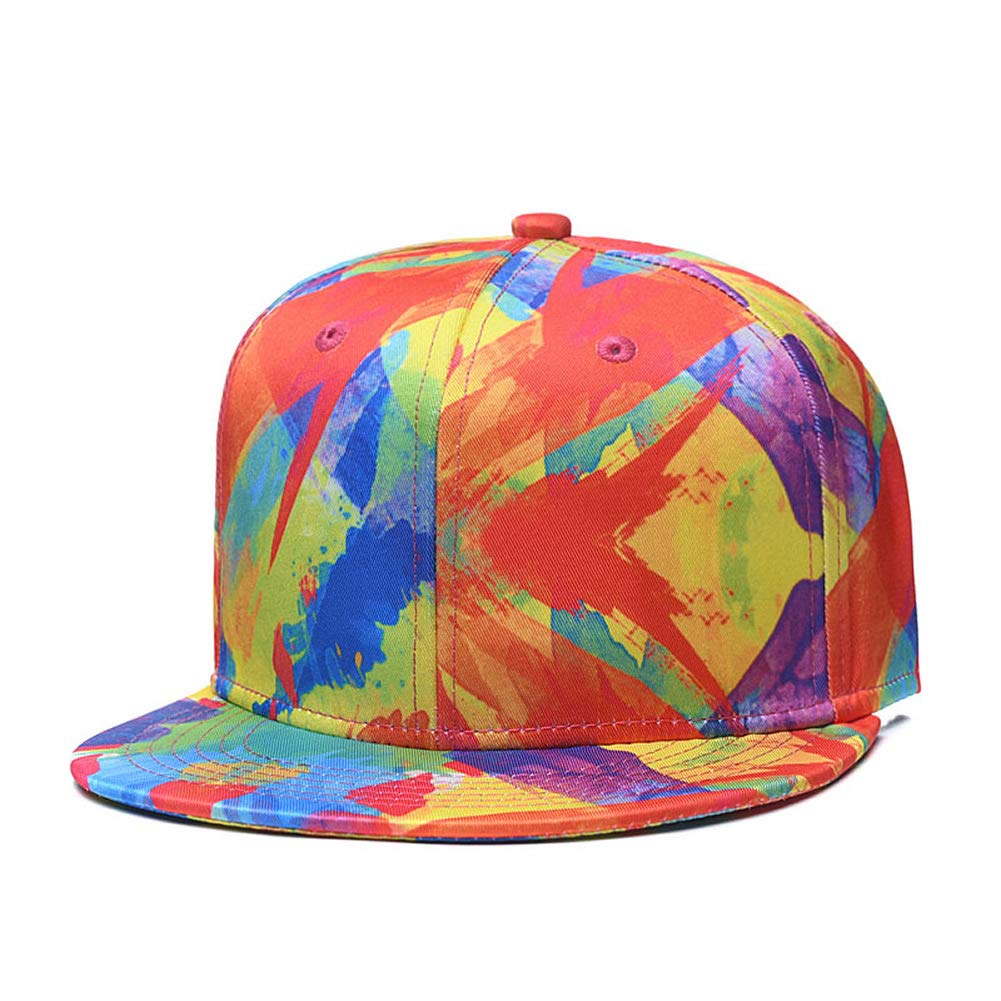 Quanhaigou Hip Hop Snapback Hat Unisex Trucker Hat Hip Hop Plaid Flat Bill Brim Adjustable Baseball Cap Red Blue