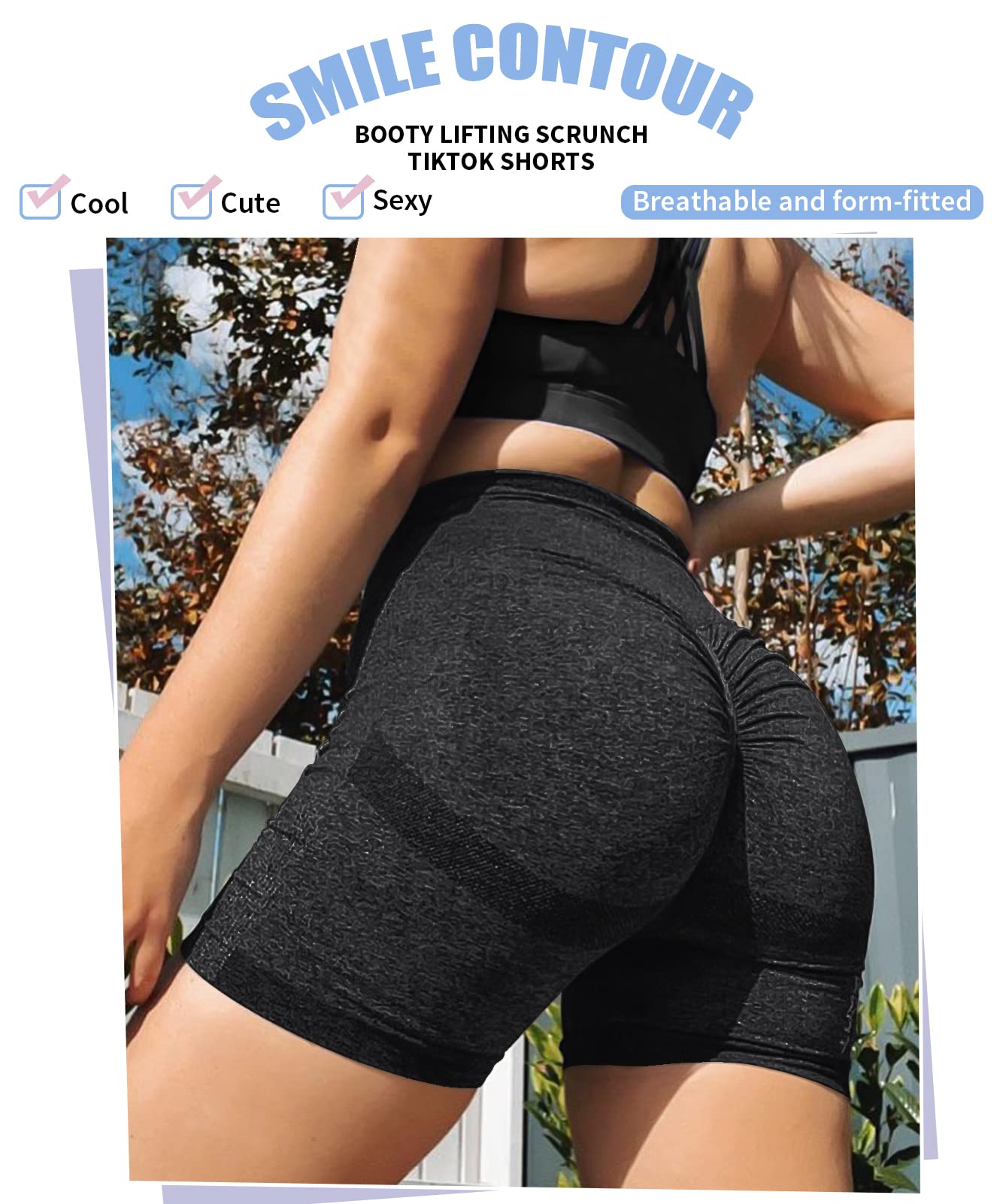 Women's Seamless Workout Biker Shorts High Waisted Tummy Control Scrunch Butt Lift Cycling Athletic Shorts Yoga Pants Black