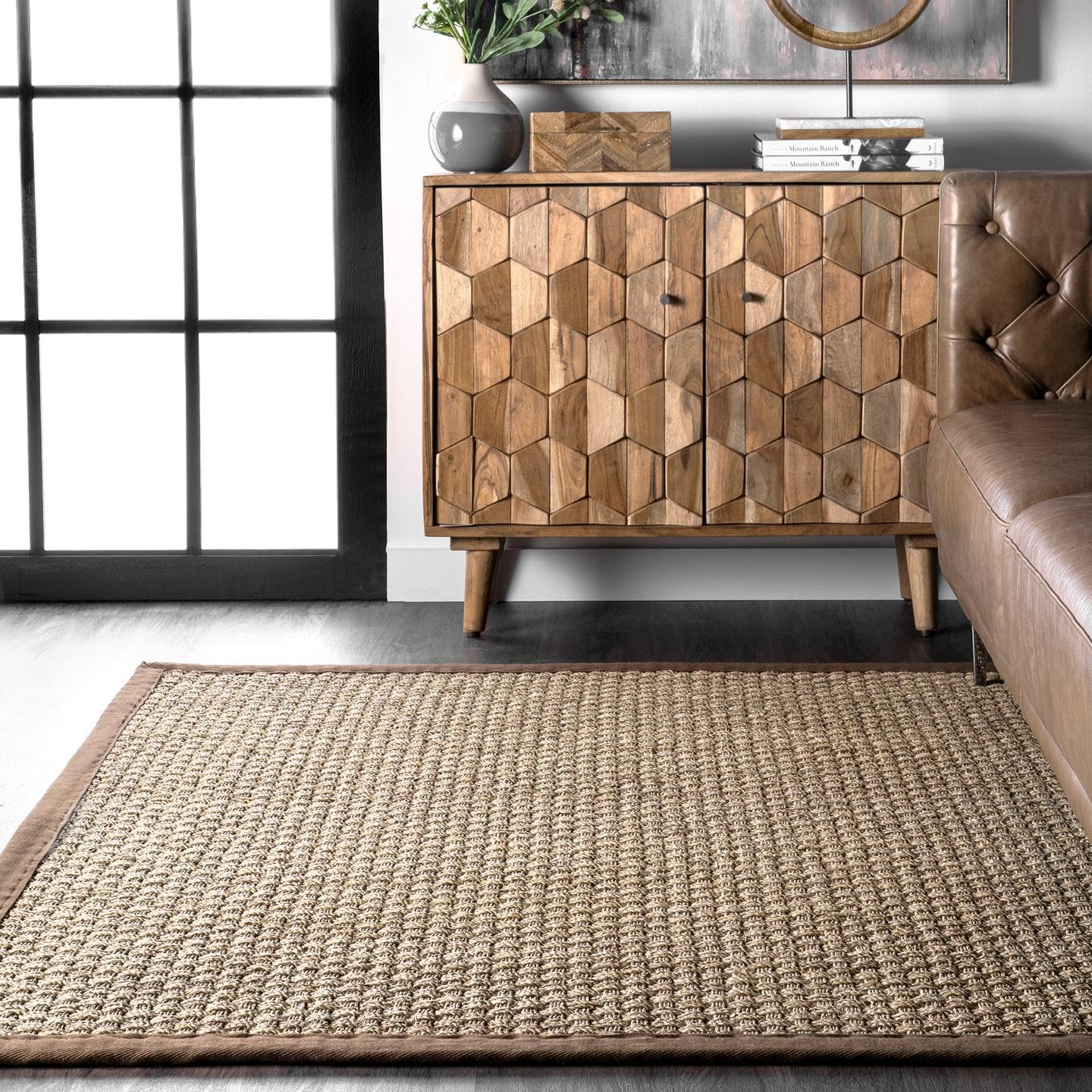 nuLOOM Hesse Checker Weave Seagrass Indoor/Outdoor Accent Rug, 2x3, Brown