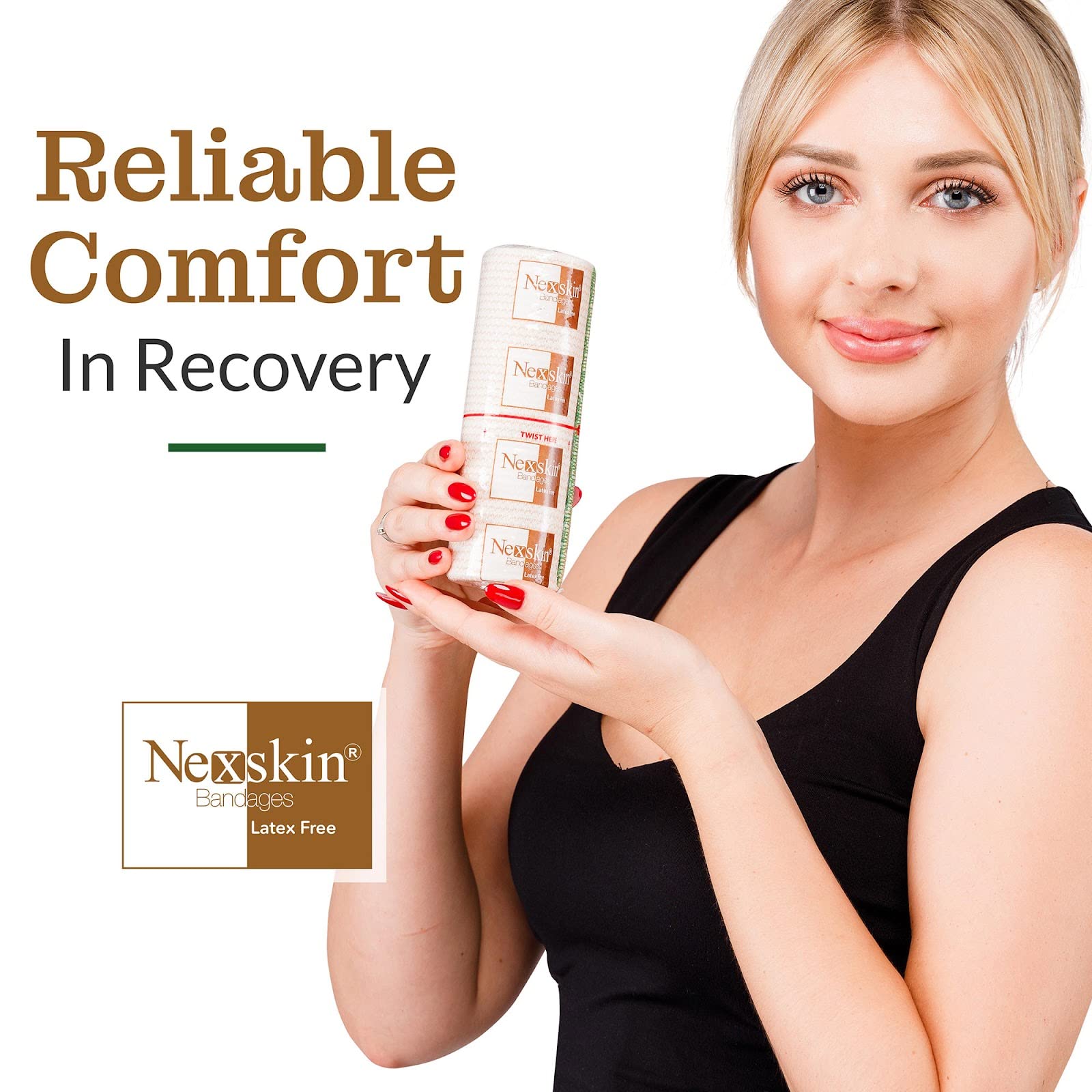 Premium Elastic Bandage Wrap (6” Wide, 2 Pack) - Nexskin Latex Free Athletic/Medical Compression Bandages Hook & Loop Fasteners at Both Ends - Lifetime Washable & Reusable USA Grown Cotton Bandage