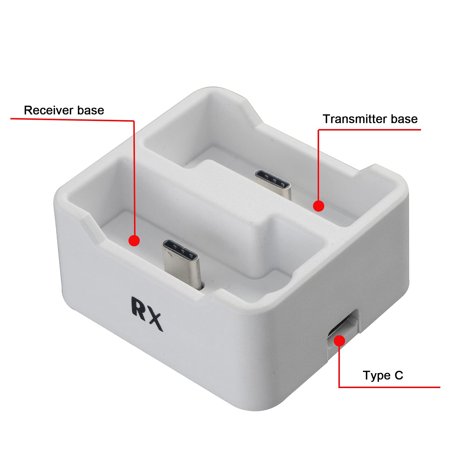WELLMAKING RD-1 Power Charger Box for Rode Wireless Microphones GO and GO II,Only Need One Charging Cable to Charge Transmitter and Receiver of Rode Wireless Microphones (White)