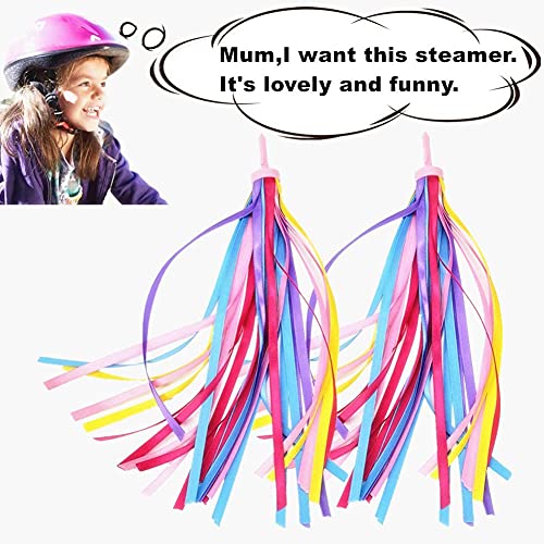 Tezam Bike Bell and Streamers -1 Pack Flower Bicycle Bell with 2 Pack Handlebar Streamers Scooter Tassels for Bike Accessories