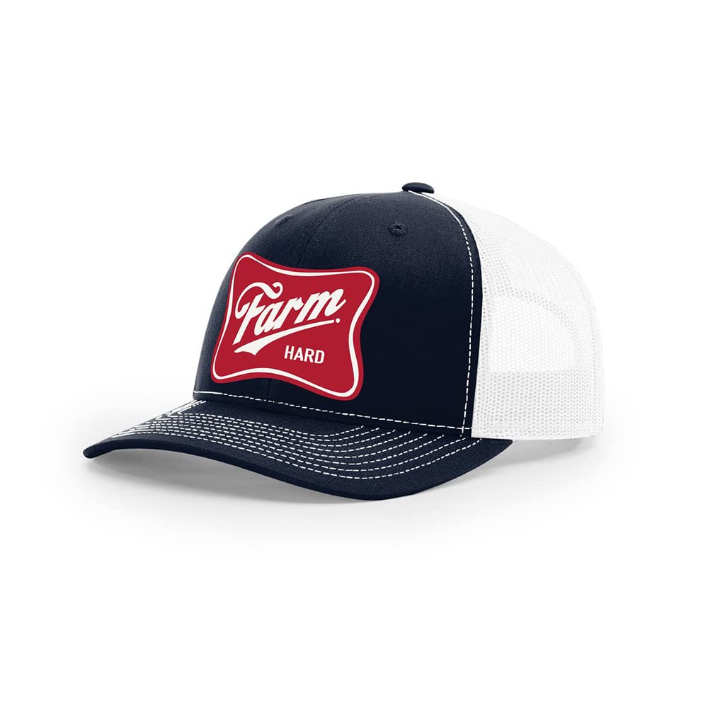 Turnrows Farm Hard 6 Panel Adjustable Mesh Badge Hat (Navy)