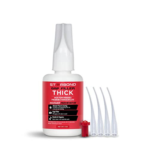 Premium Grade Cyanoacrylate (CA) Super Glue by STARBOND"Gap Filler" Thick 2000 CPS Viscosity Adhesive for Carpentry, Woodworking, Hobby Models, Archery Fletching (Thick, 1 Ounce)