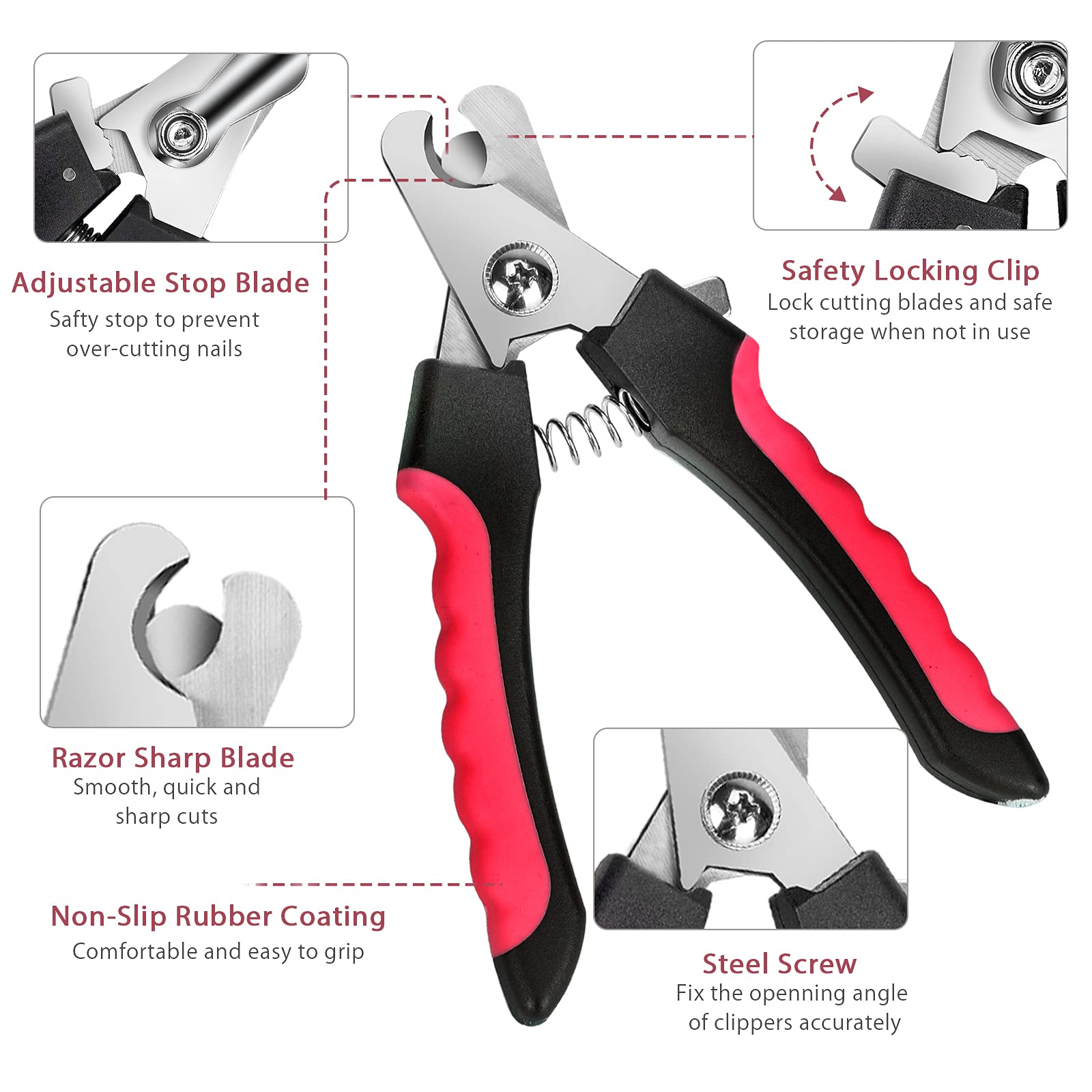 Small dog Nail Clippers Trimmer Set - Safety Guard To Avoid Over-Cutting Nails Professional Round Tip Dog and Cat Grooming Scissors