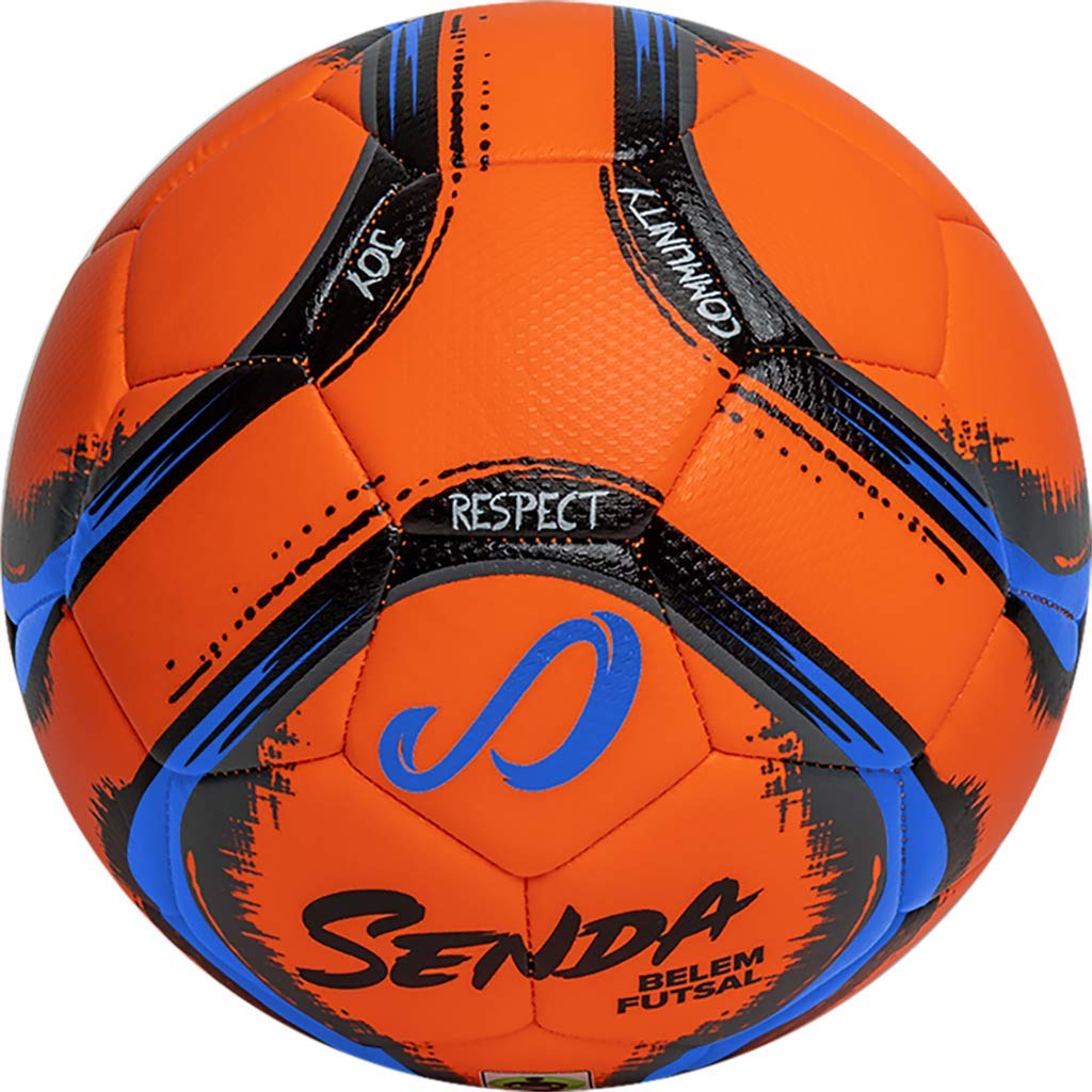SENDA Belem Training Futsal Ball, Fair Trade Certified, Orange/Blue/Grey/Black, Size 4 (Ages 13 & Up)