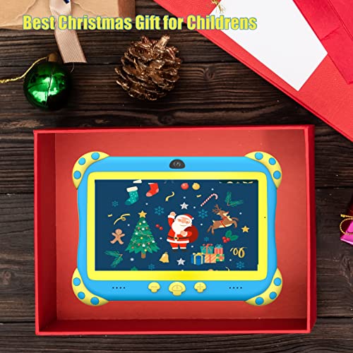 YINOCHE Toddler Tablet for Kids 7 inch Kids Tablet WiFi Kids Tablets 32G Android 10 Tablet for Toddlers Parental Control Children's Tablet with Kids Software Pre-Installed Kid-Proof Case (Blue)