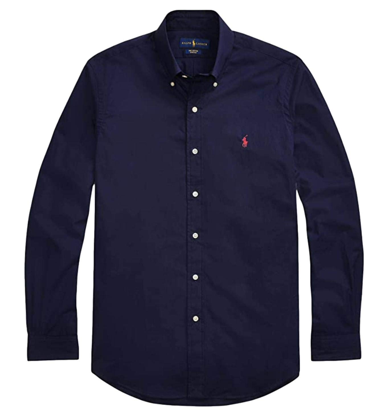 Polo Ralph Lauren Men's Big and Tall Long Sleeves Classic Fit Poplin Buttondown Shirt (XLT, WindsorNavy)