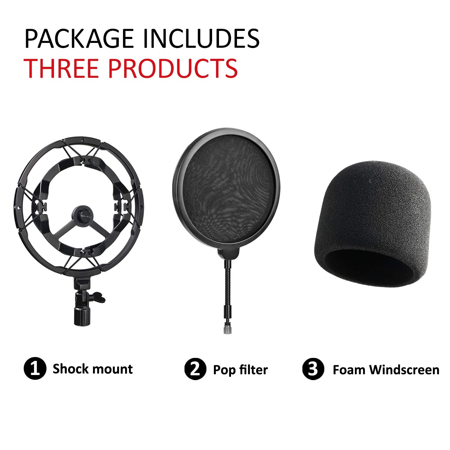 Shock Mount with Pop Filter for Blue Yeti/Yeti Pro Microphone, Upgraded Version Shockmount With Blue Yeti Foam Windscreen Reduces Vibration Noise Matching Mic Stand Boom Arm by SUNMON