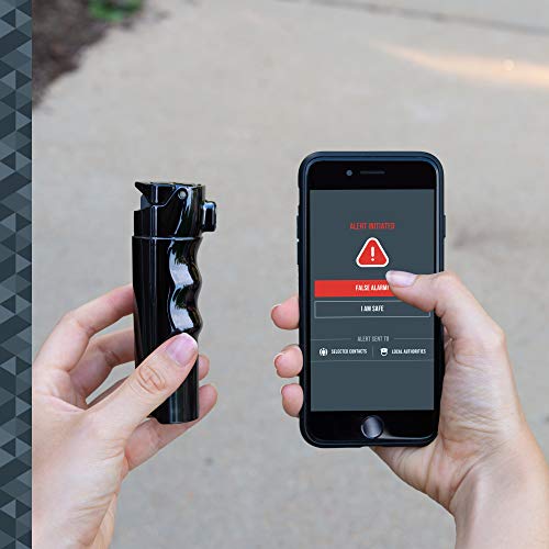 SABRE Smart 2-in-1 Pepper Spray, Live Continuous Location Tracking Texts in Emergencies, Refill Canister Available, Rechargeable, 25 Bursts with 10 ft. Range, Flip Top Safety, Ergonomic Finger Grip