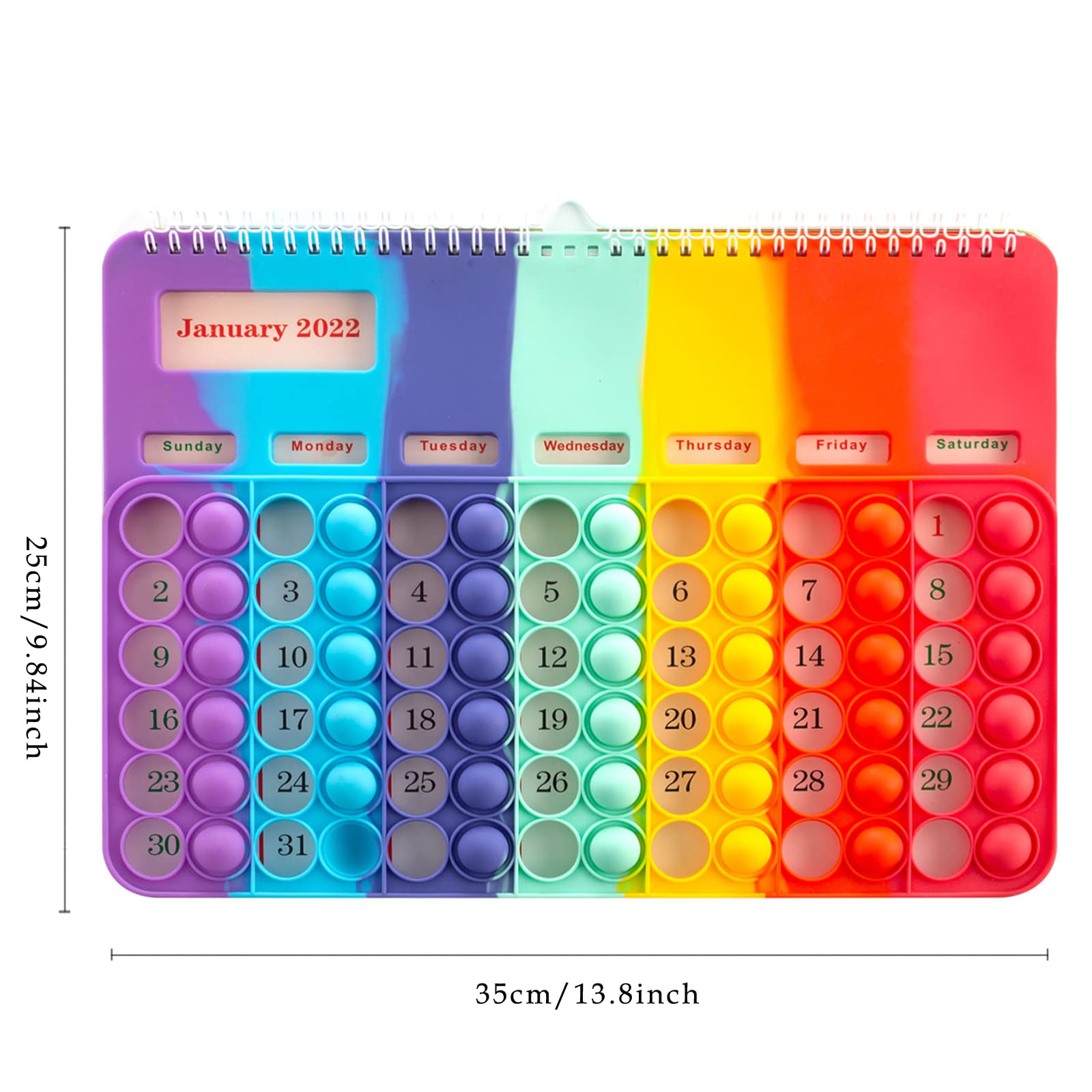 YINYINGER Hangable Wall Calendar 2022,Fidget Hangable Wall Calendar 2022,Pop-On-It Hangable Wall Calendar 2022,Push it Pop Fidget Toys Wall Calendar7.9 x 13.8" (Style-1)