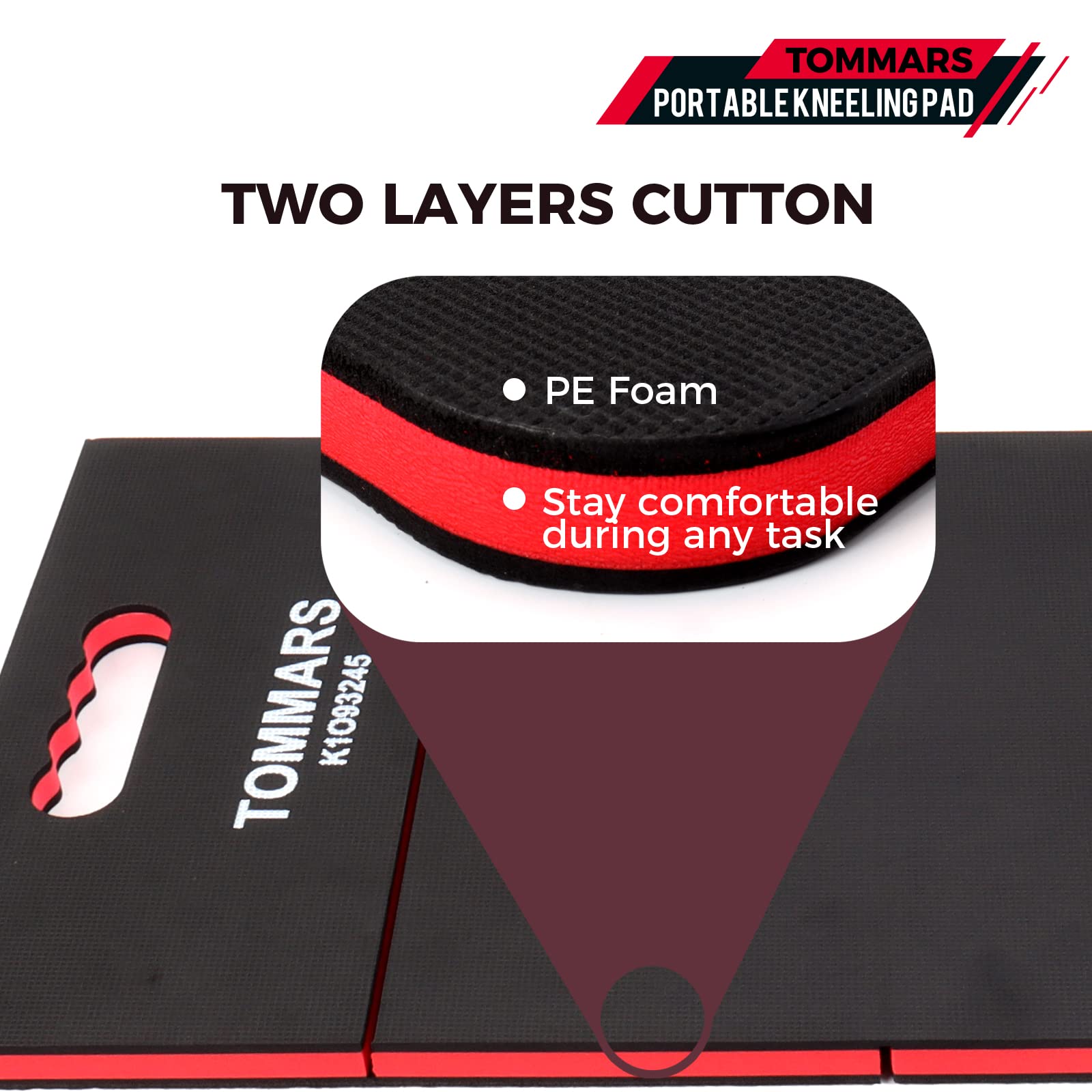 TOMMARS Thick Kneeling Pad 0.9 inch, kneeling pad for mechanic automotive kneeling pad foam kneeling pad Waterproof Anti-Fatigue with Handle