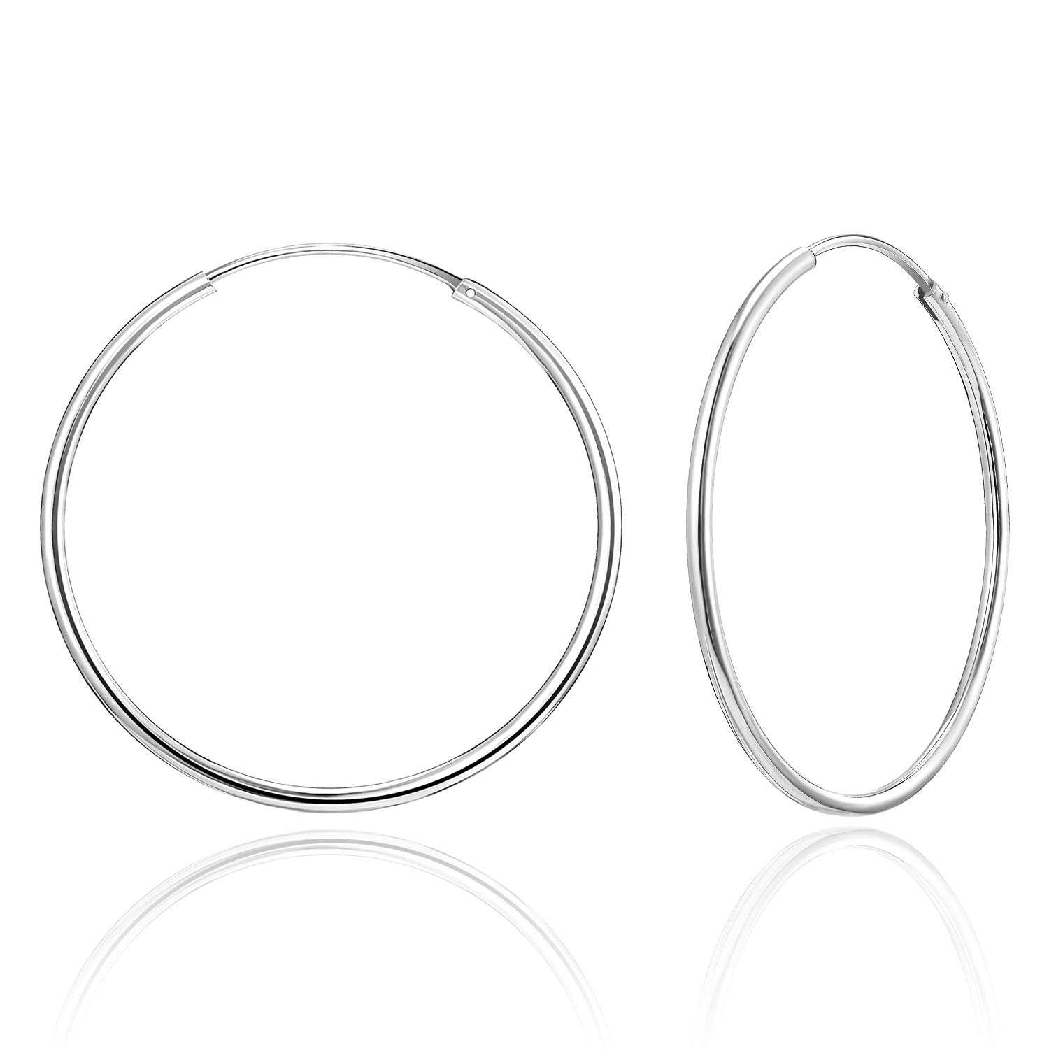 Silver Hoop Earrings for Women Sterling Silver Earrings 30MM Huggie Hoop Earrings Hypoallergenic Earring