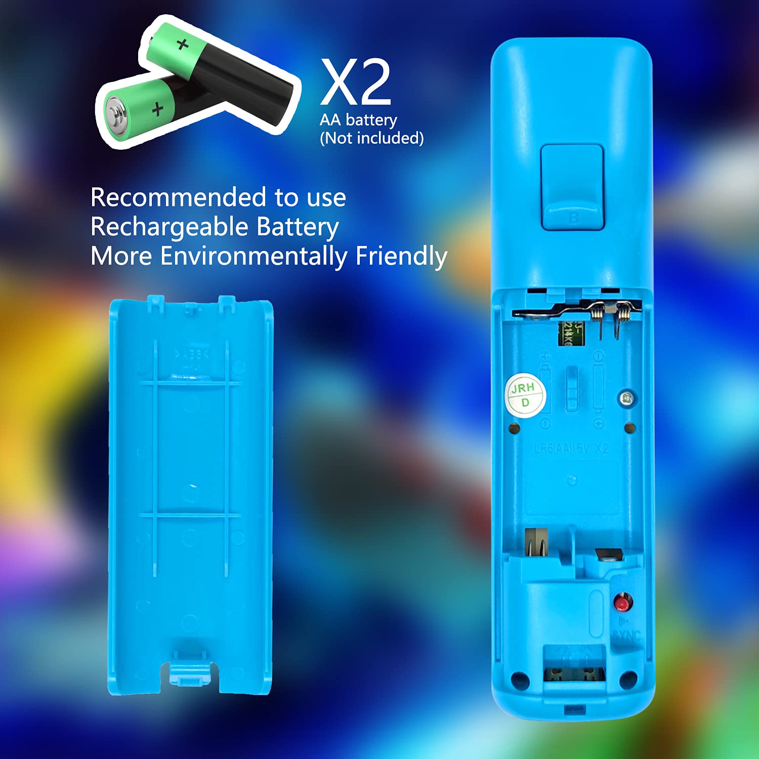 Wii Controller 4 Pack, Wii Remote Controller with Silicone Case and Wrist Strap Compatible for Wii/Wii U Console - Yellow+Green+Blue+Red