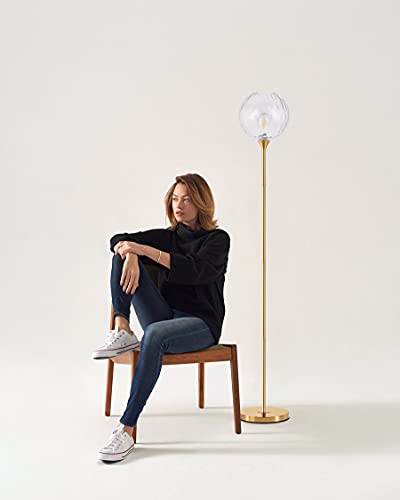 Yomony Floor Lamp - Open Glass Standing Light with Blub for Living Room, Bedroom, Office (Gold, Hill - Floorlamp)