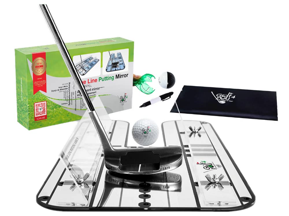 Premium Golf Alignment Mirror - All in One Value Pack Golf Putting Practice Aids to Improve All Aspects of Your Short Game
