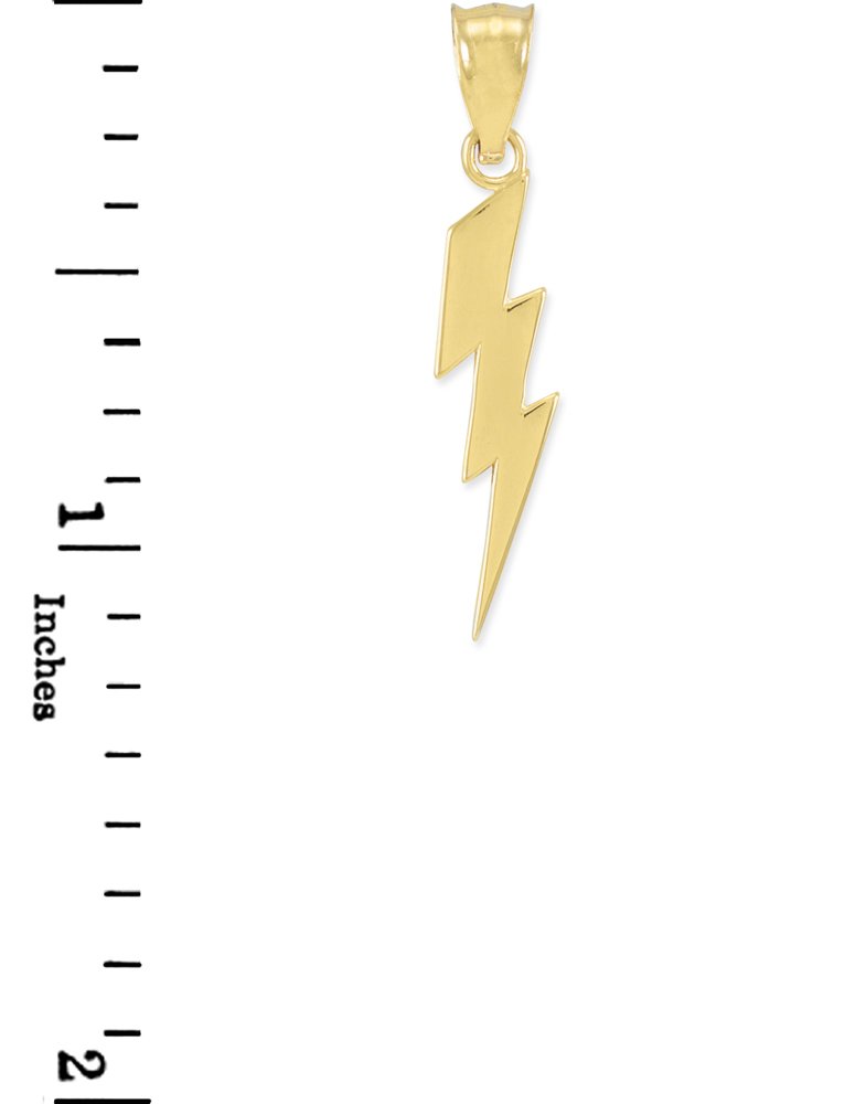 Polished 10k Yellow Gold Lightning Bolt Charm Pendant