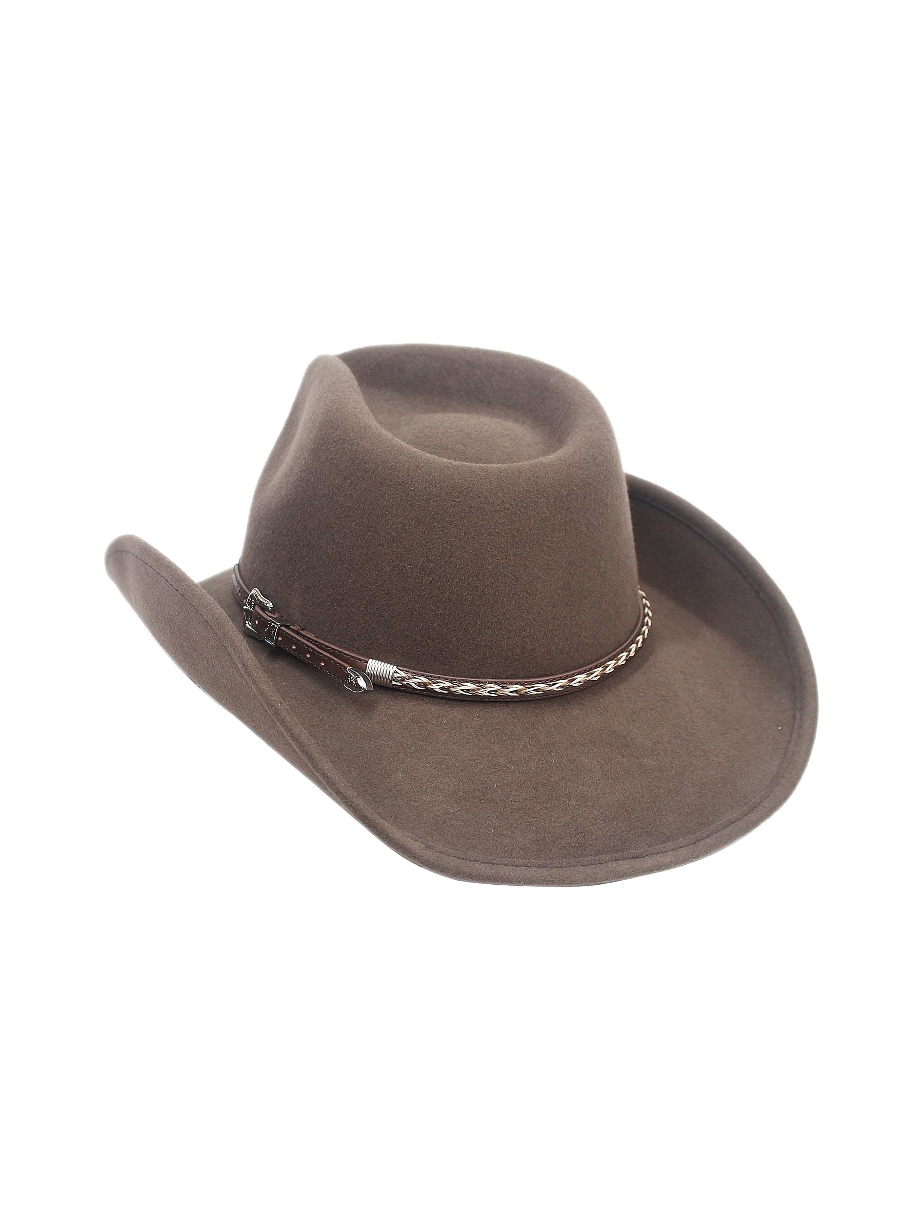Western Hat Band for Cowboy Hats by Silver Canyon, Brown Leather with Tan, Brown, Natural Braided Horsehair