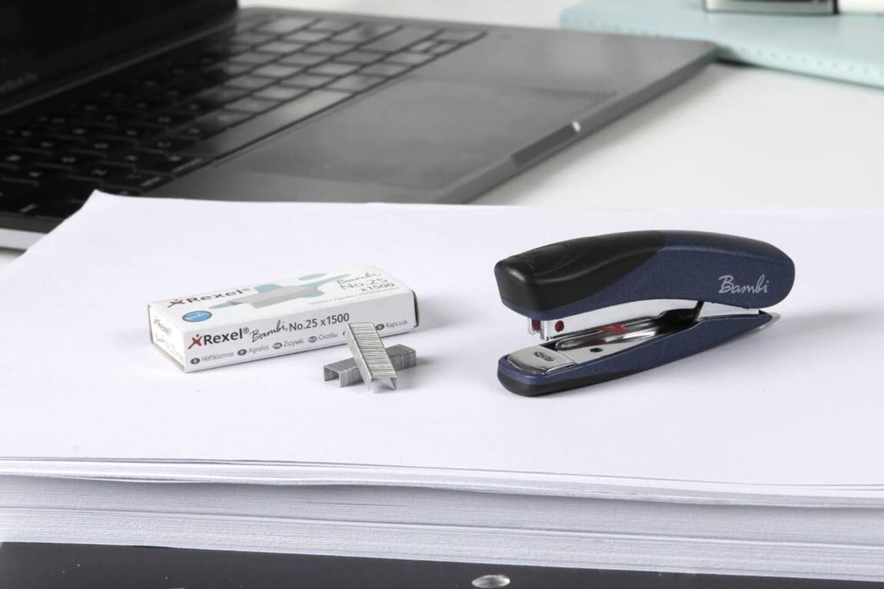 Rexel Bambi Mini Stapler, 12 Sheet Capacity, Fits in a Handbag, Includes Staples, Pink, 2104380