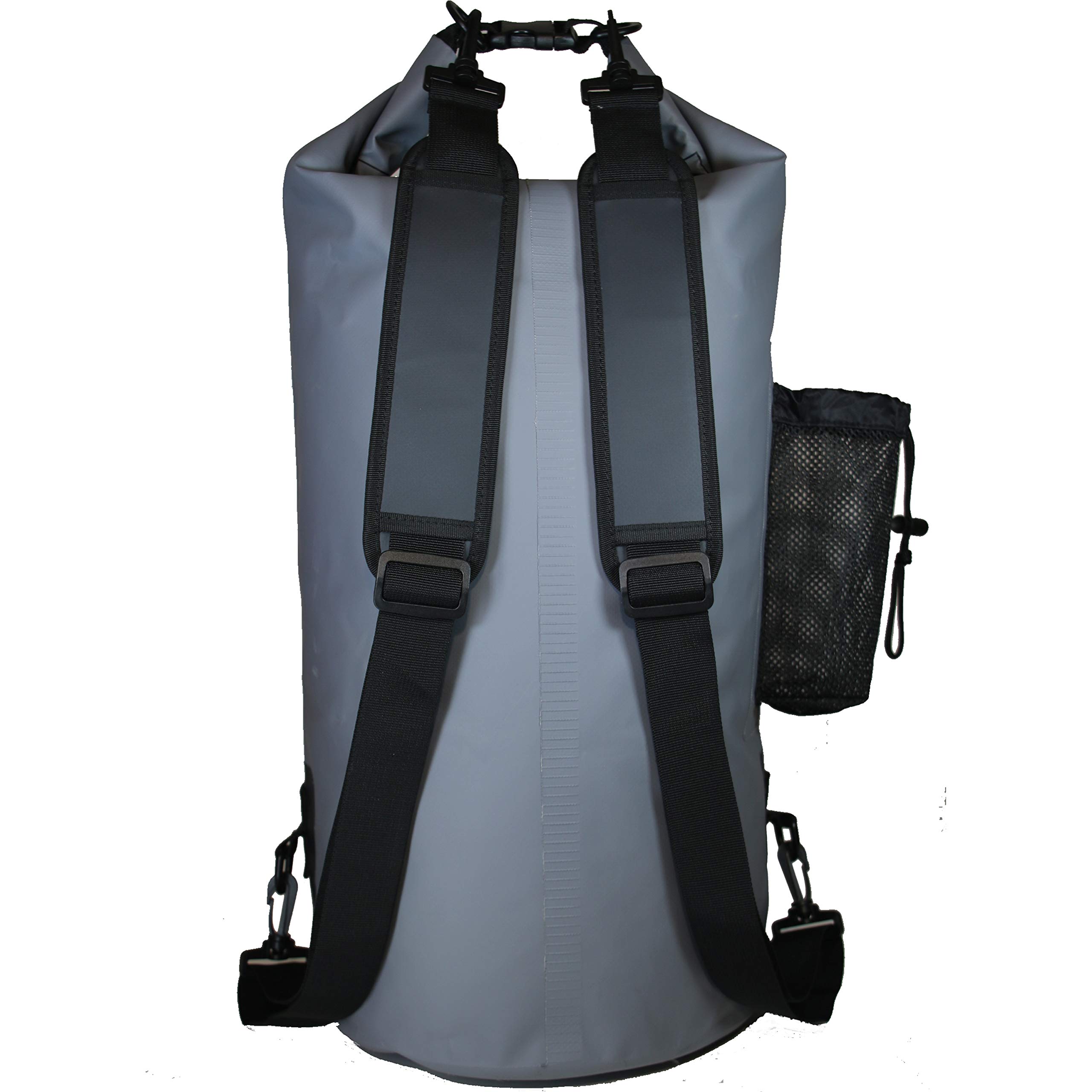 Ultra Waterproof Dry Bag with Easy Access Front Zippered Pocket, Side Pocket, Padded Shoulder Straps, and Grab Handle for All Water Sports, Includes IPX8 Waterproof Cellphone Case Pak (Gray, 40L)