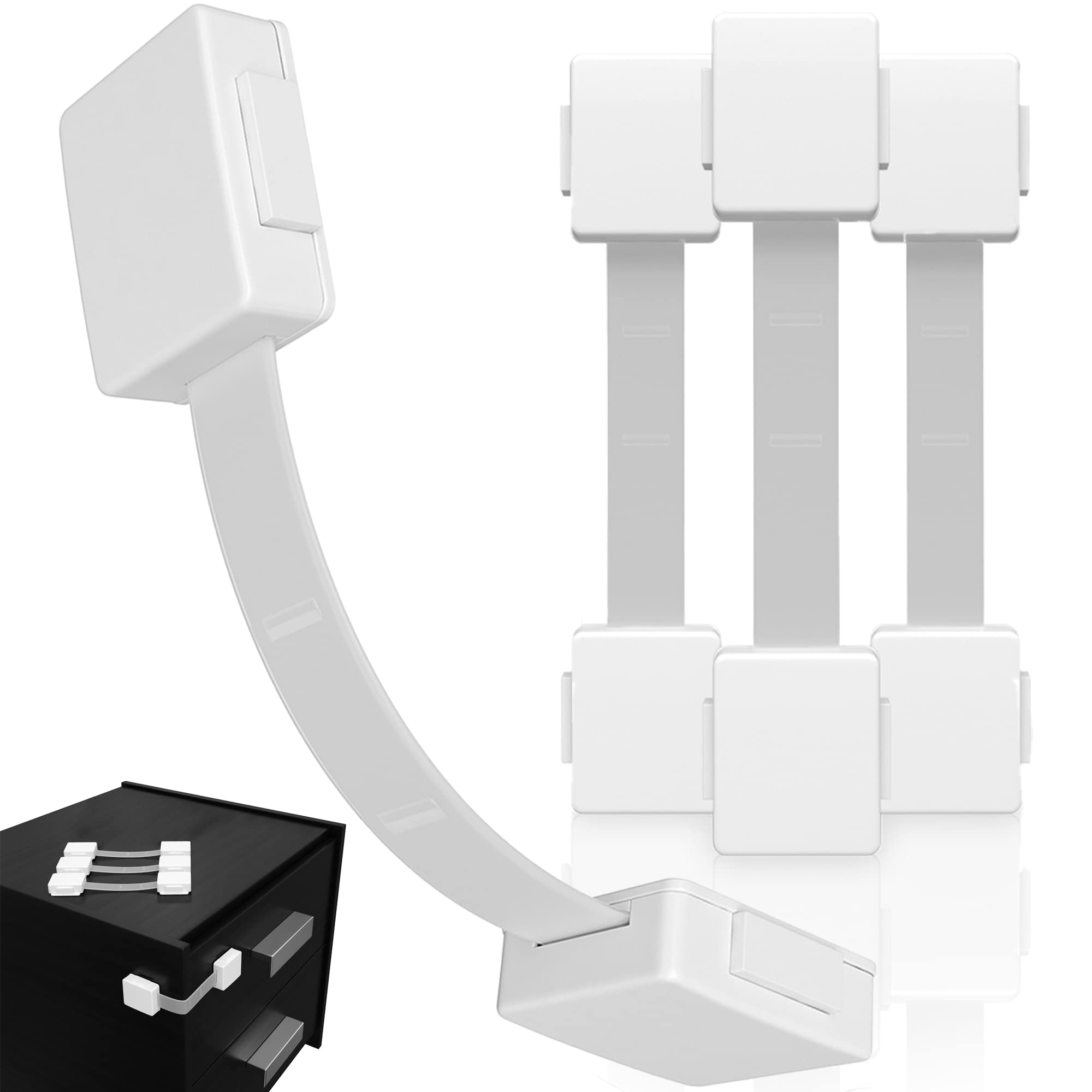 SKYLA HOMES Adjustable Baby Locks (4-pack) - Heavy Duty Cabinet & Drawer Latches
