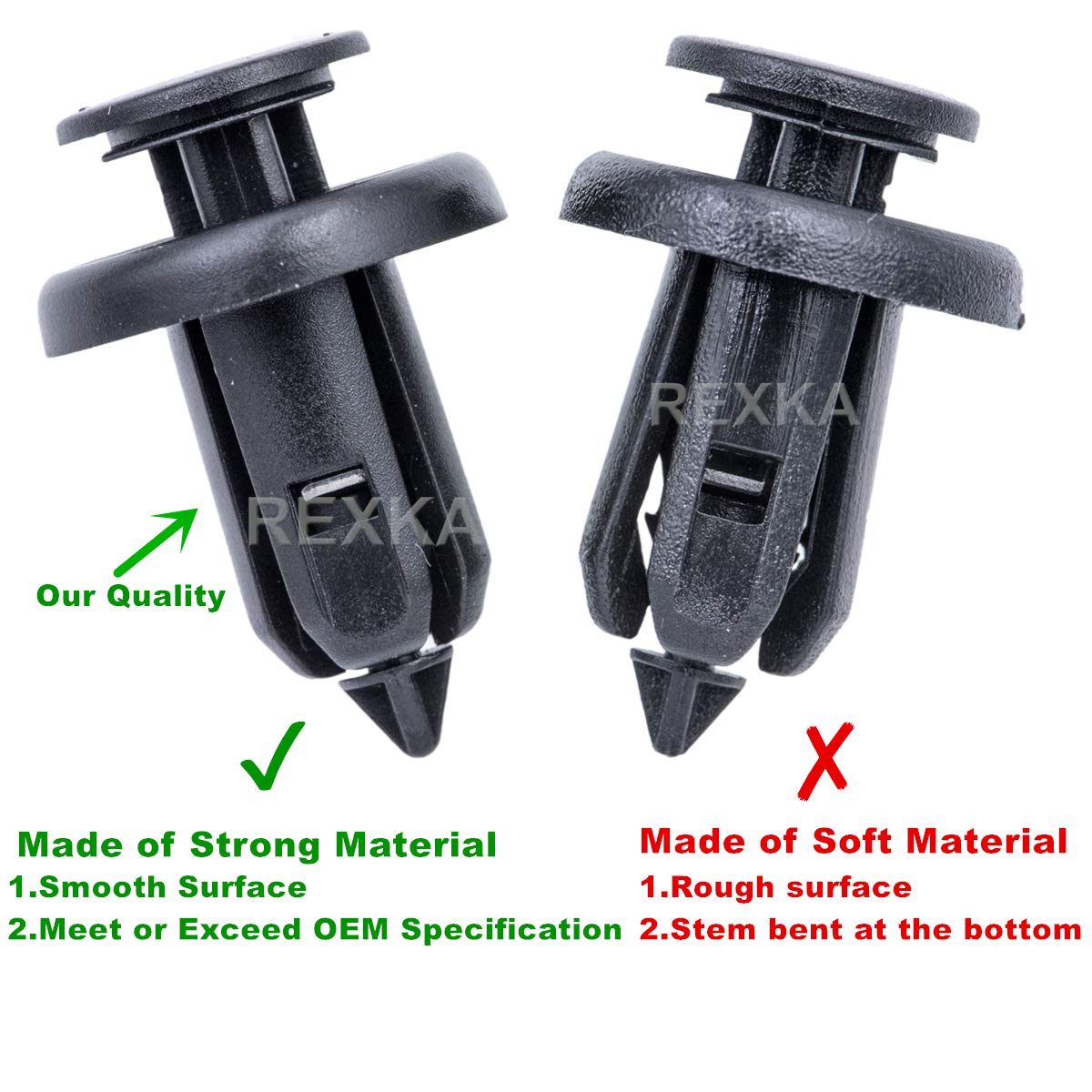 Rexka 40pcs Bumper Fender Grille Splash Shield Clips 91506-S9A-003 Stem Length 16 mm Compatible with Honda Acura Accord Civic CR-V Odyssey MDX RDX TSX TL ILX