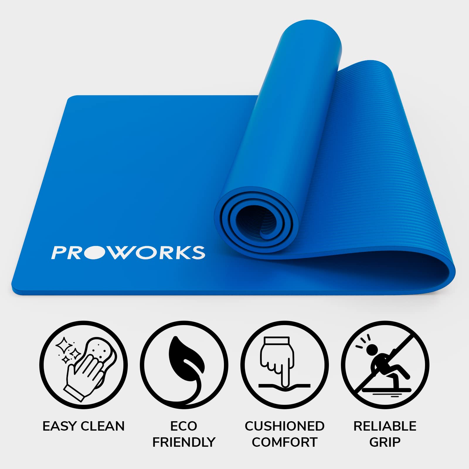 Poncho Yoga Mat, Eco Friendly NBR, Non-Slip Exercise Mat with Carry Strap for Yoga, Pilates, and Gymnastics - 183cm x 60cm x 1cm - 8 colours
