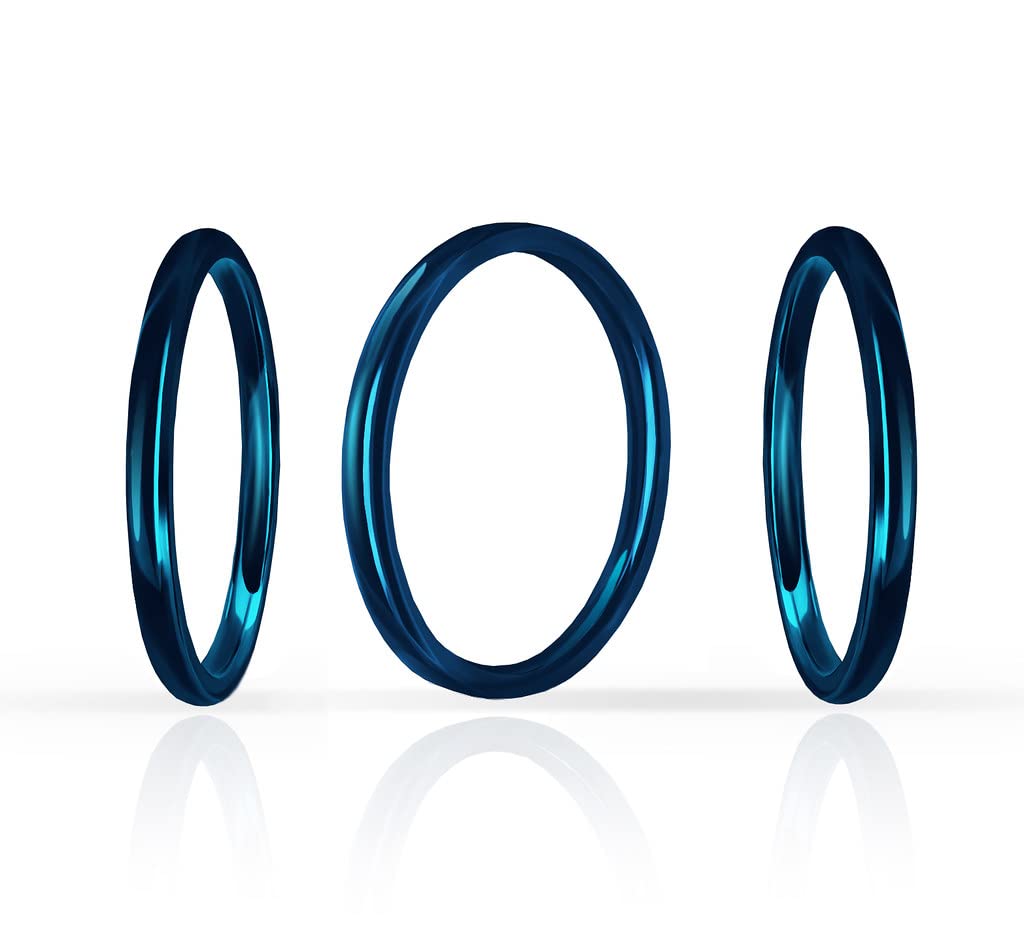 SILVERLINE JEWELRY 2mm Stainless Steel Comfort Fit Unisex Wedding Engagement Band Stacking Ring Set of 3 Rings/Blue, Size 5.5