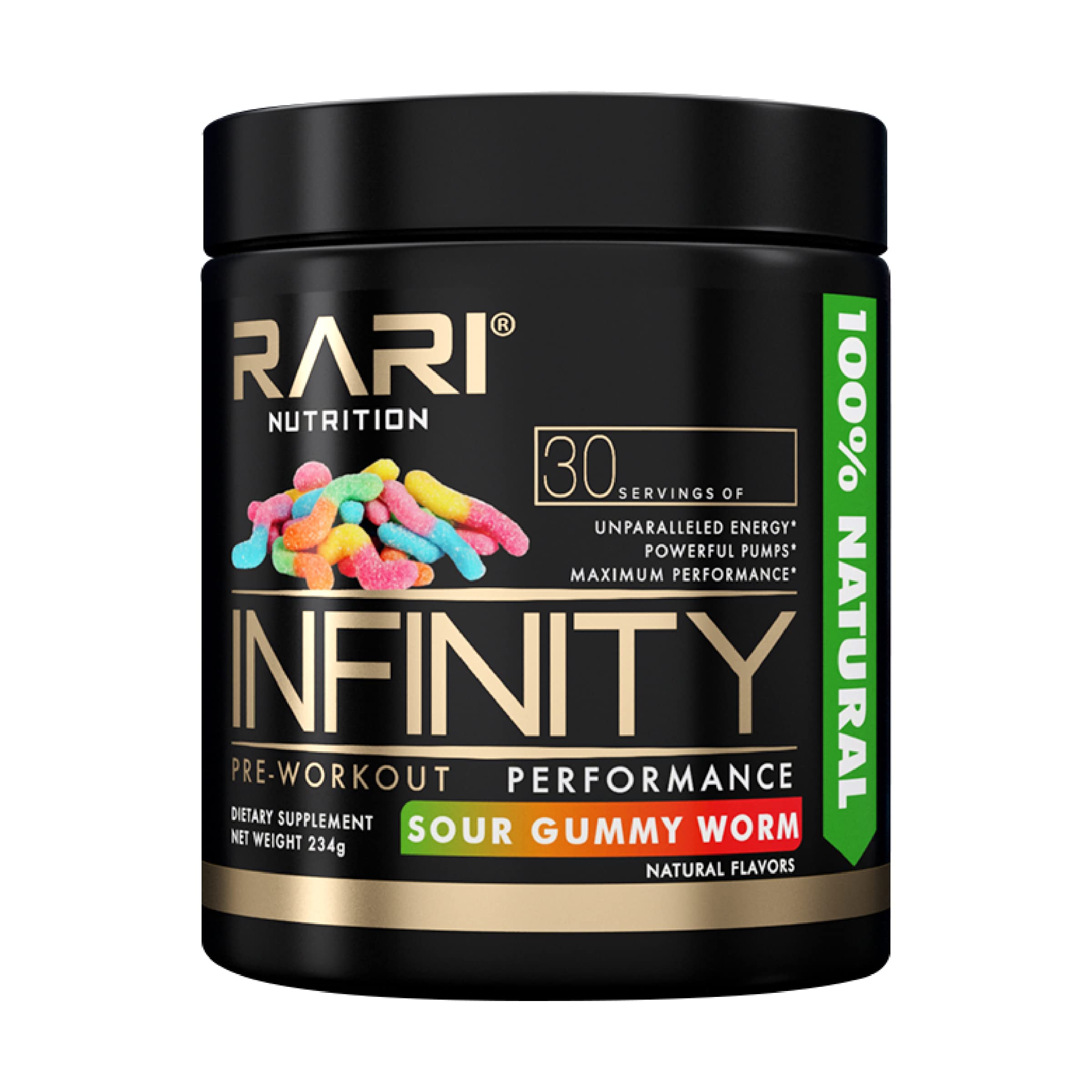 RARI Nutrition Infinity Pre Workout Performance - Pre workout for Women and Men, High-Performance Energy Powder - 30 Servings - Sour Gummy Worm