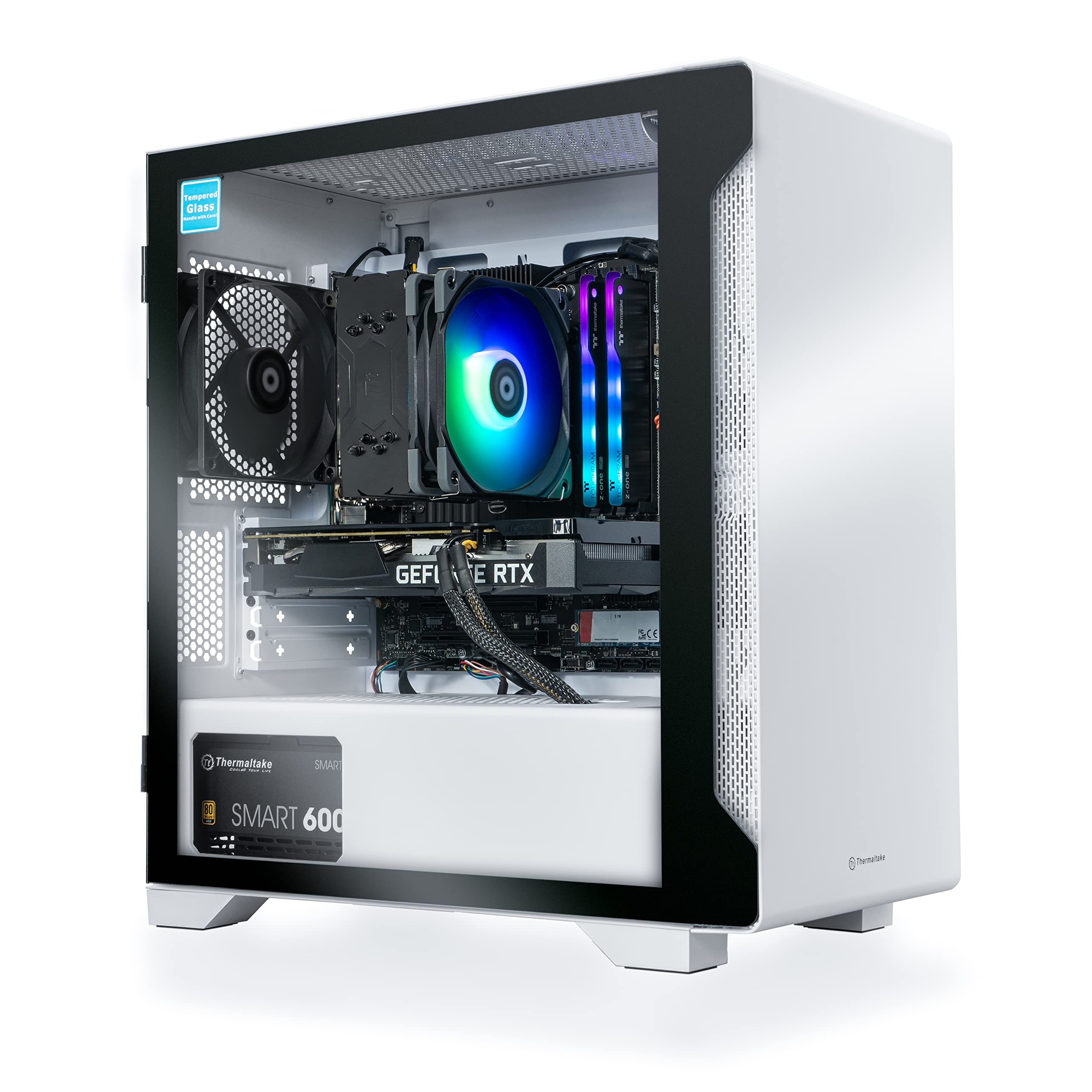 Thermaltake LCGS Glacier i3510 CPU Gaming Desktop (Intel Core⢠i5-10400F, ToughRam Z-ONE 3600Mhz 16GB RGB Memory, NVIDIA GeForce® RTX 3050, 1TB M.2 NVMe, Win 10 Home) S1GL-B560-350-LCS,White