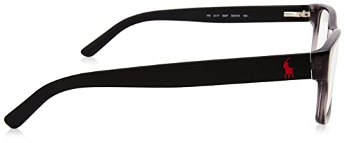 Polo Ralph Lauren Men's PH2117 Rectangular Prescription Eyewear Frames, Shiny Transparent Grey/Demo Lens, 52 mm