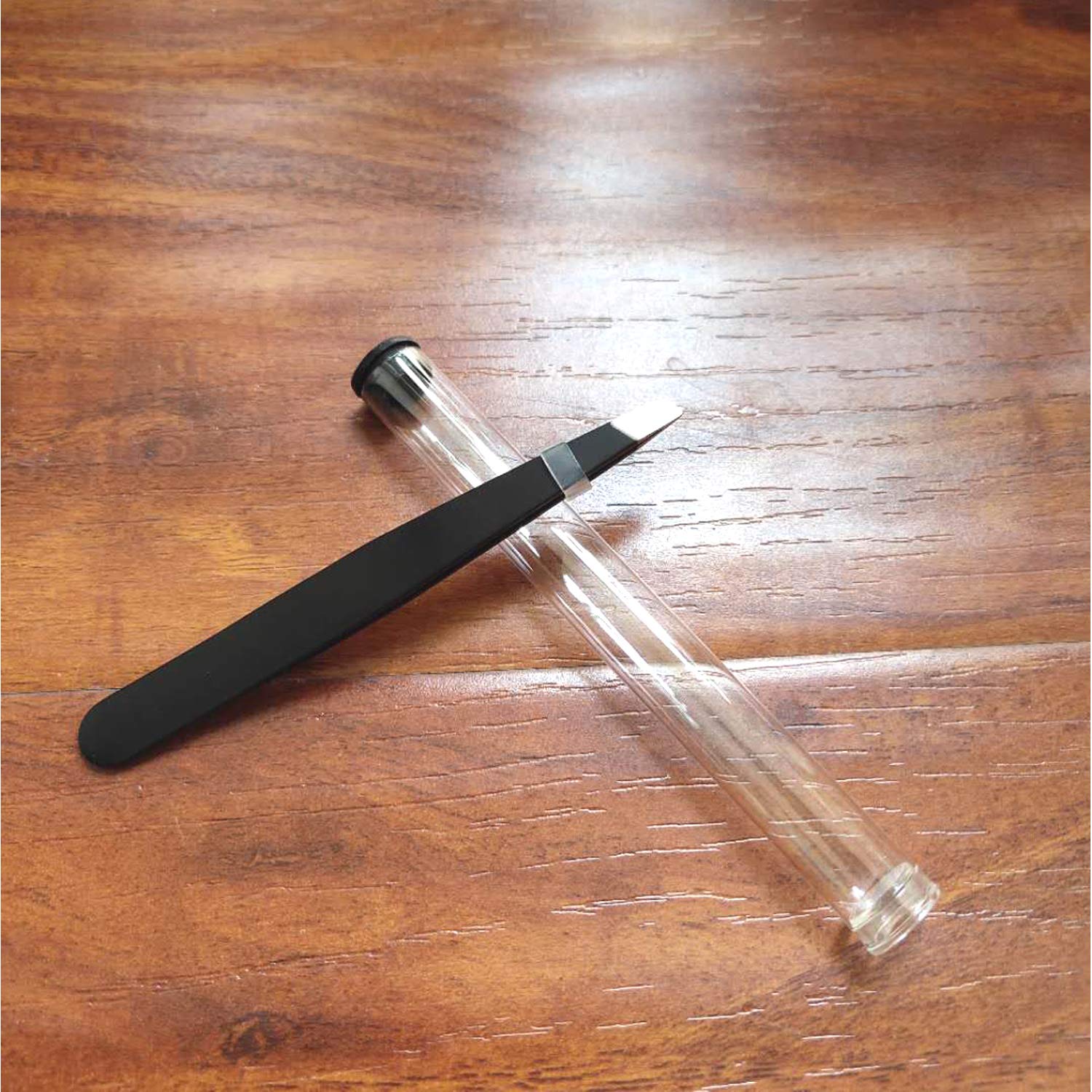 Slant Tweezers - Professional Stainless Steel Slant Tip,Precision Eyebrow Tweezers For Your Beauty(Single-Black)
