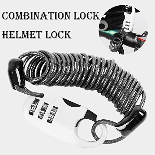 Zerlibeaful Lock Helmet Lock Bike Travel Cycling Lock Lock Bicycle Portable Combination Code Bike Accessories 700c Bike (Silver, One Size)