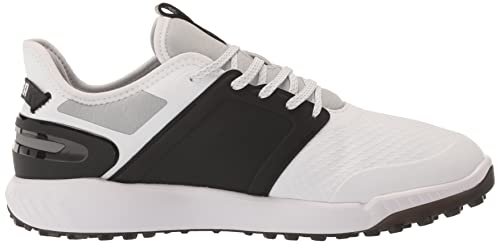 Puma Golf Men's Ignite Elevate Golf Shoe, Puma White-Puma Black-Metallic Silver, 10.5