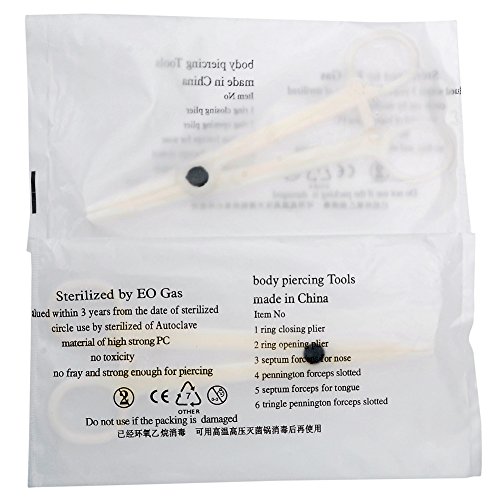 PiercingJ 20pcs Body Piercing Kit 14G (Belly Button,Tongue, Eyebrow, Nipple, Lip, Nose, Chin) 14 Gauge Piercing Needles