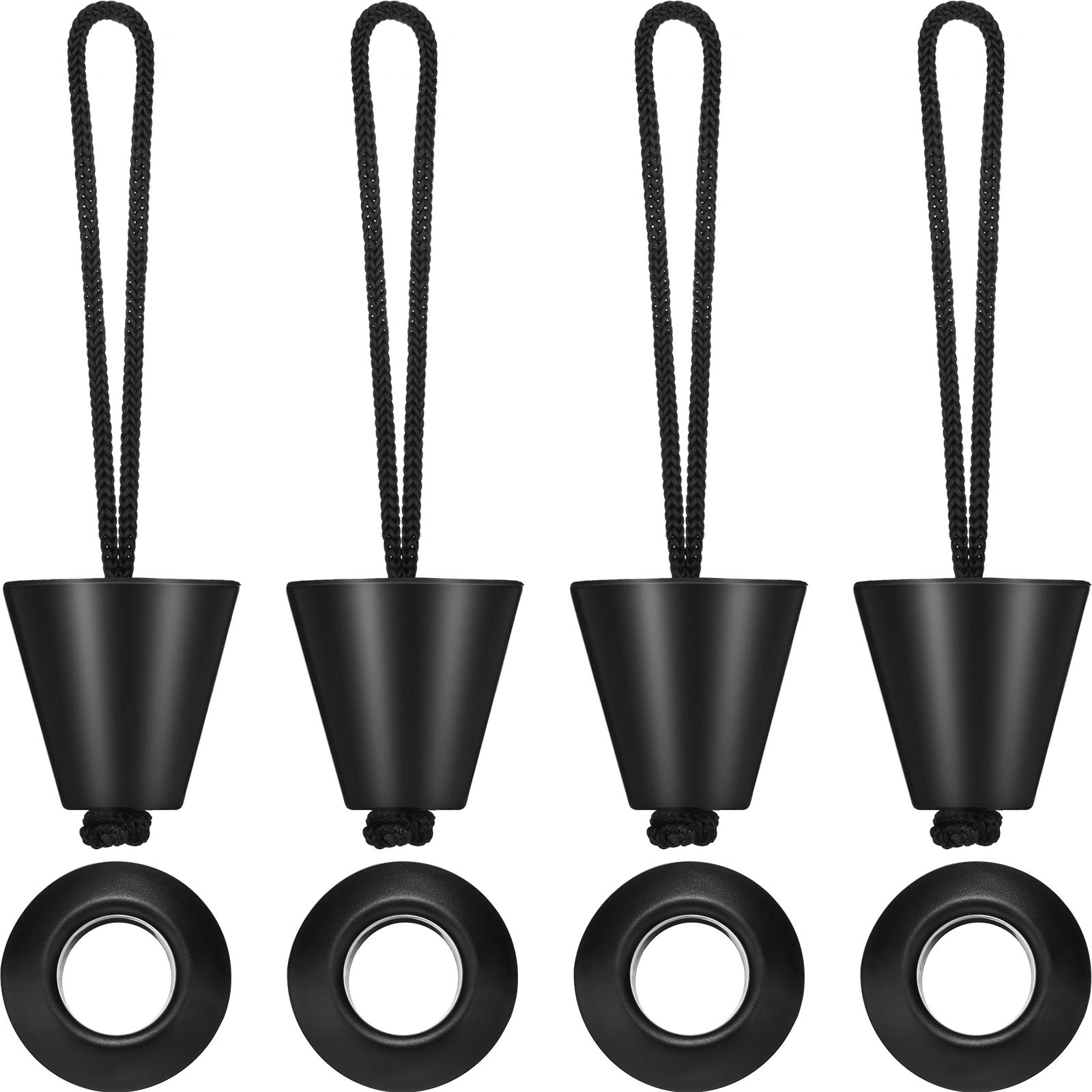 Tallew 8 Pieces Kayaking Accessories Include 4 Pieces Universal Kayak Scupper Plugs Canoe Drain Holes Stopper Bung and 4 Pieces Universal Kayak Paddle Drip Rings