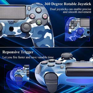 Number 2 Pack Wireless Controller for PS4 Controller,Remote Control for Playstation 4 Controller with Long Battery Life/Precise Control,Pa4 Controller for PS4/Slim/Pro/PC,CamoBlue and BlueDiamond