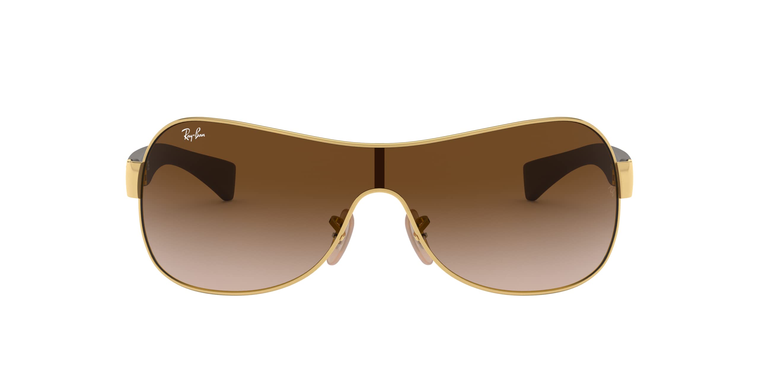Ray-Ban RB3471 Shield Sunglasses, Matte Gunmetal/Brown Gradient Dark Brown, 32 mm