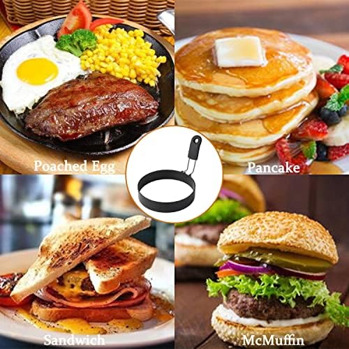 zeeooil Egg Rings 2 Pack Large 6 Inch Pancake Mold 2 Pack 3.5 Inch Stainless Steel Nonstick Egg Ring, Egg Mold for Frying Eggs (2 Packs 3.5"+2 Packs 6")