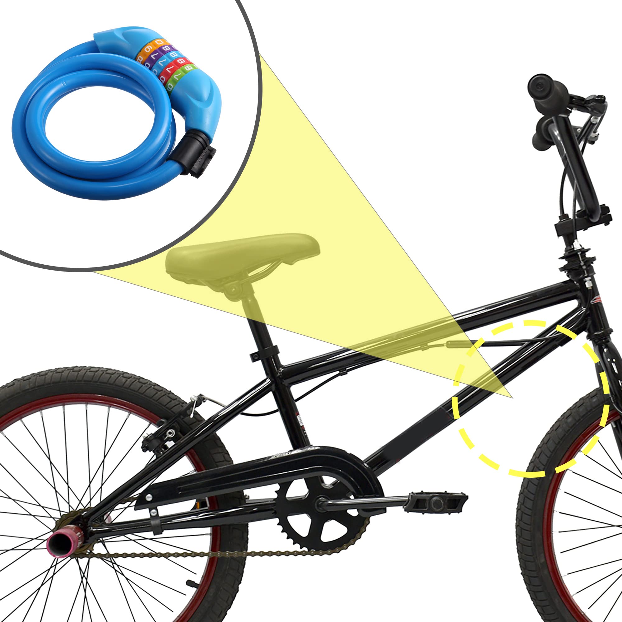 X AUTOHAUX Bike Locks Cable Portable 5 Digit Security Resettable Combination Bicycle Cable Lock 4 Feet Long 1/2 Inch Diameter Blue