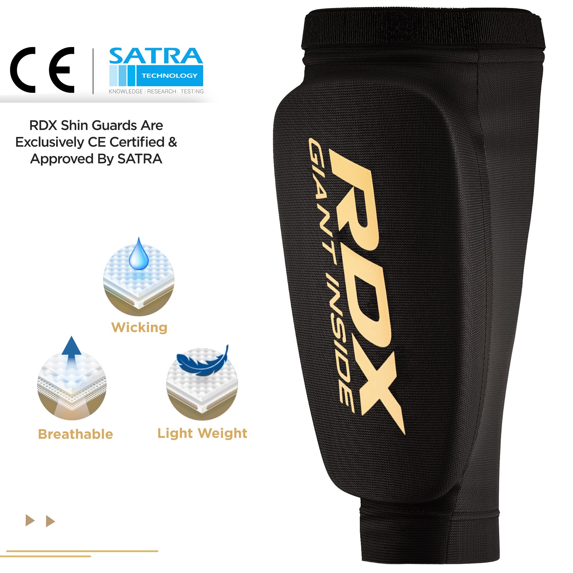 RDX Shin Guards for Muay Thai, Kickboxing, MMA Training and Sport, Approved by SATRA, Leg Protector Foam Pads for Martial Arts, Sparring, Protective Gear for BJJ and Boxing
