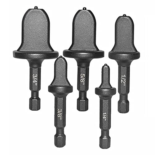 Yakamoz 5pcs Copper Pipe Swaging Tool Copper Tube Expander 1/4" Hex Shank Drill Bit Flaring Set for HVAC Air Conditioner Repairing Swage Tools