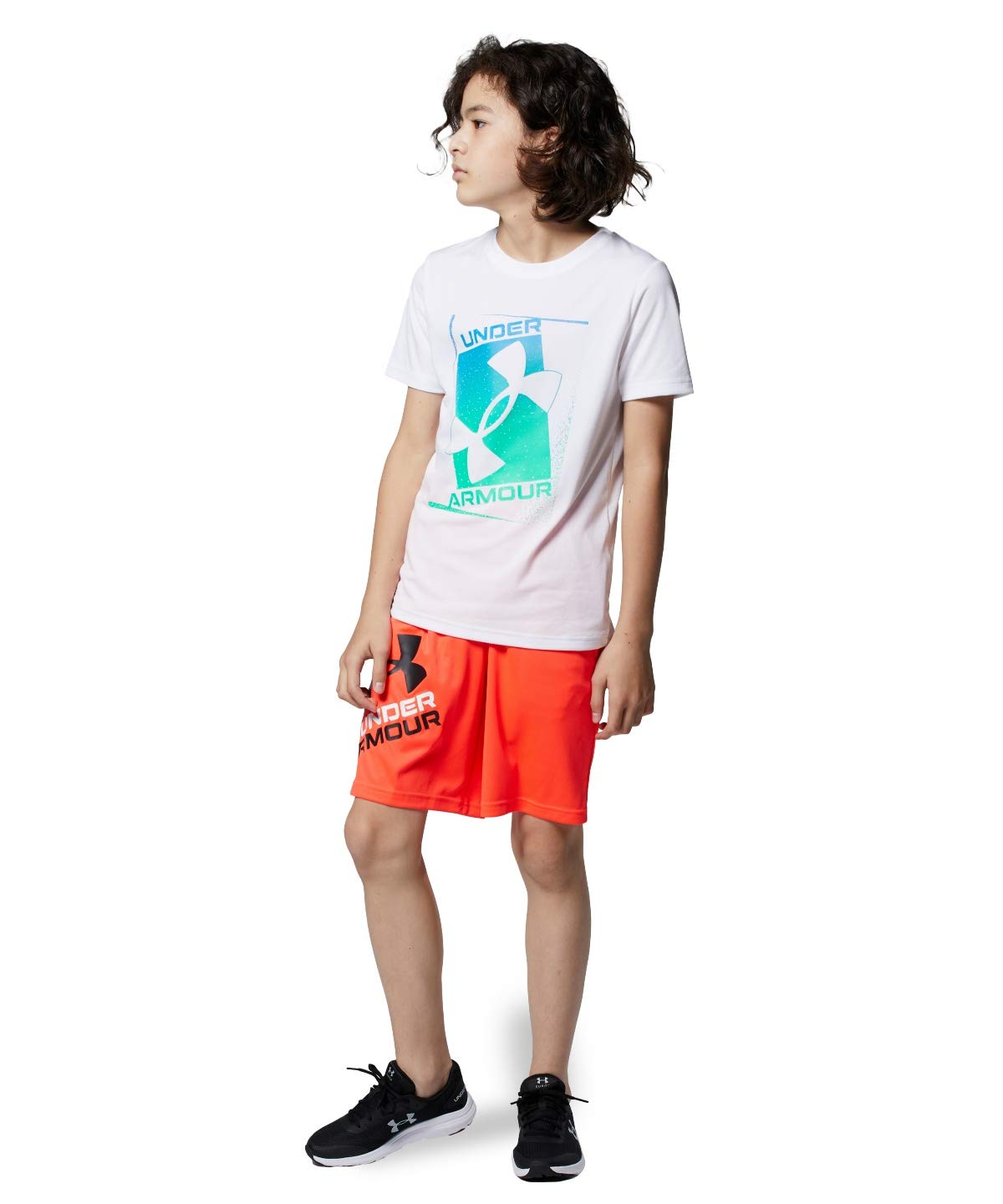Under Armour boys Prototype 2.0 Logo Shorts , Beta (628)/Black , Youth X-Large