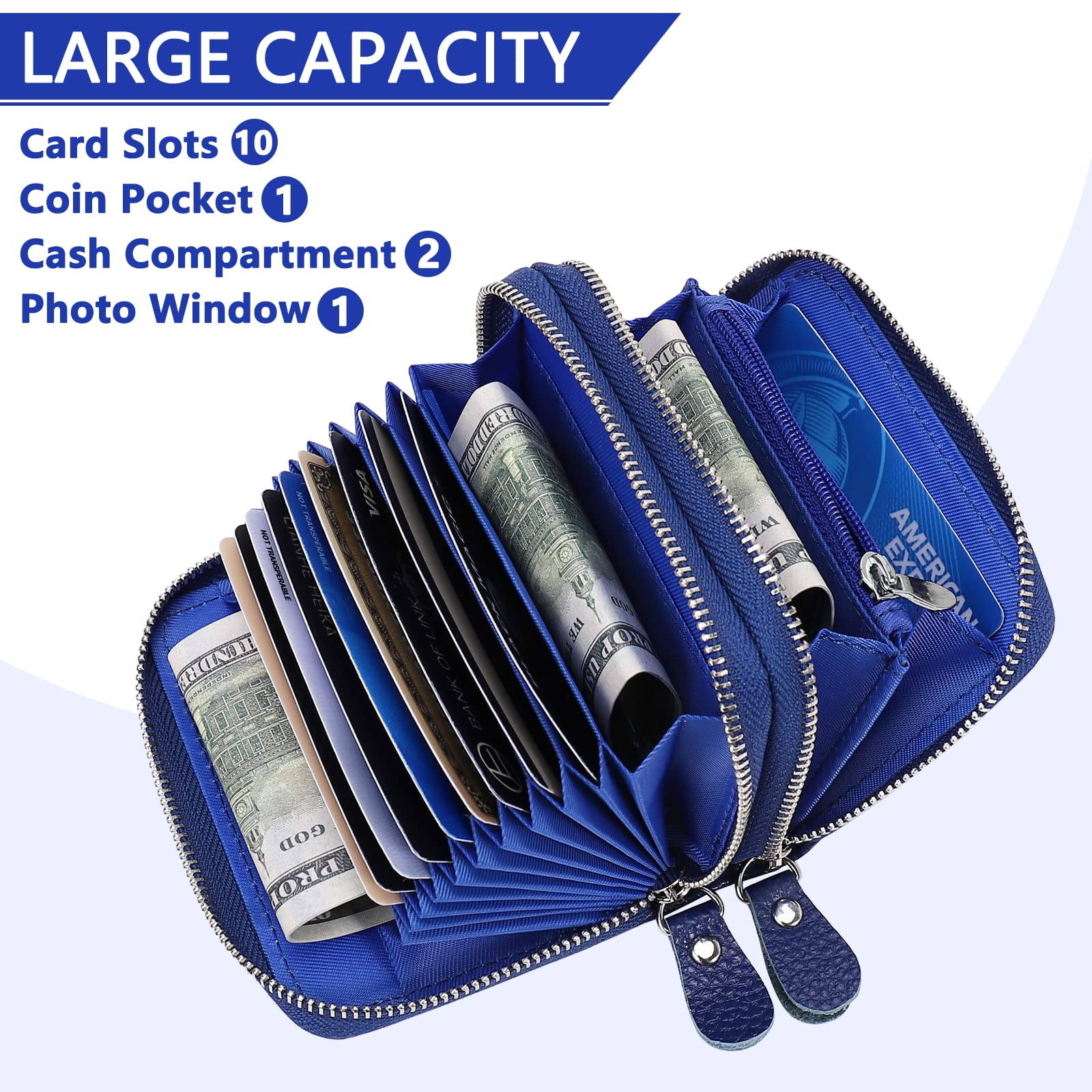 RFID Blocking Leather Wallet for Women,Excellent Women's Genuine Leather Credit Card Holder