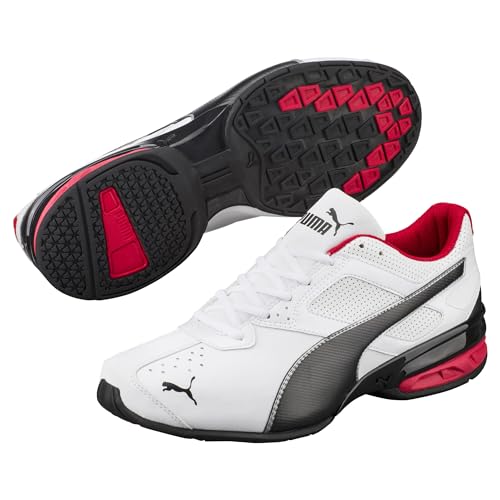 PUMA Mens Tazon 6 Cross Trainer, PUMA Mens White-PUMA Mens Black-PUMA Mens Silver, 10
