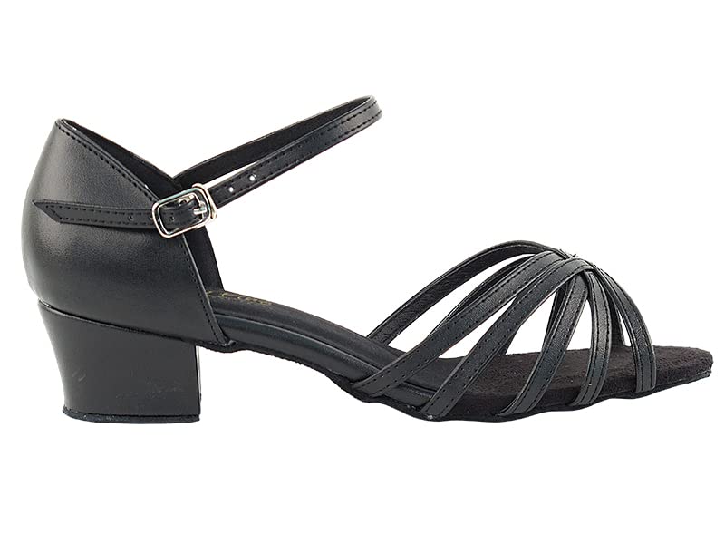 Very Fine Dancesport Shoes - Ladies Salsa, Latin, Rhythm Ballroom Practice Dance Shoes 802 Classic - 1.5-inch Heel Comfortable & Shoe Bag (Black Leather, Size 9)