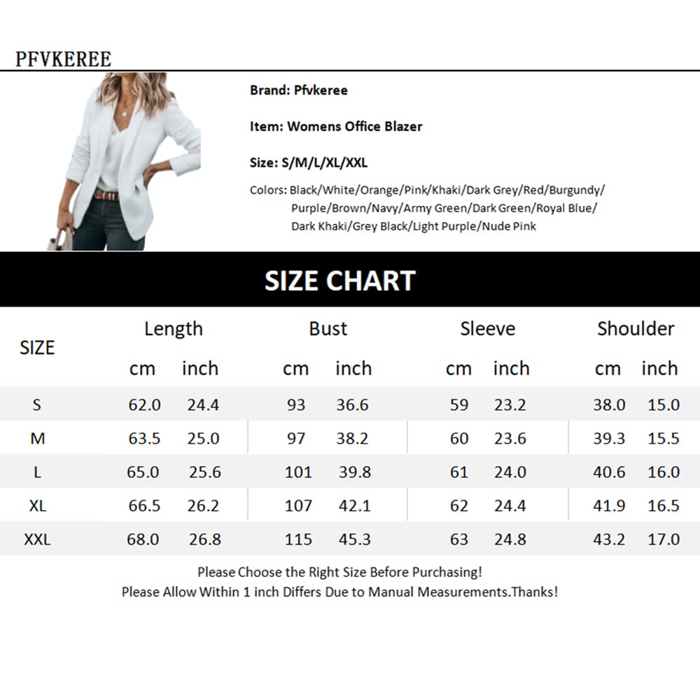 Pfvkeree Women's Casual Open Front Blazers Office Work Long Sleeve Jackets Blazer with Pockets White