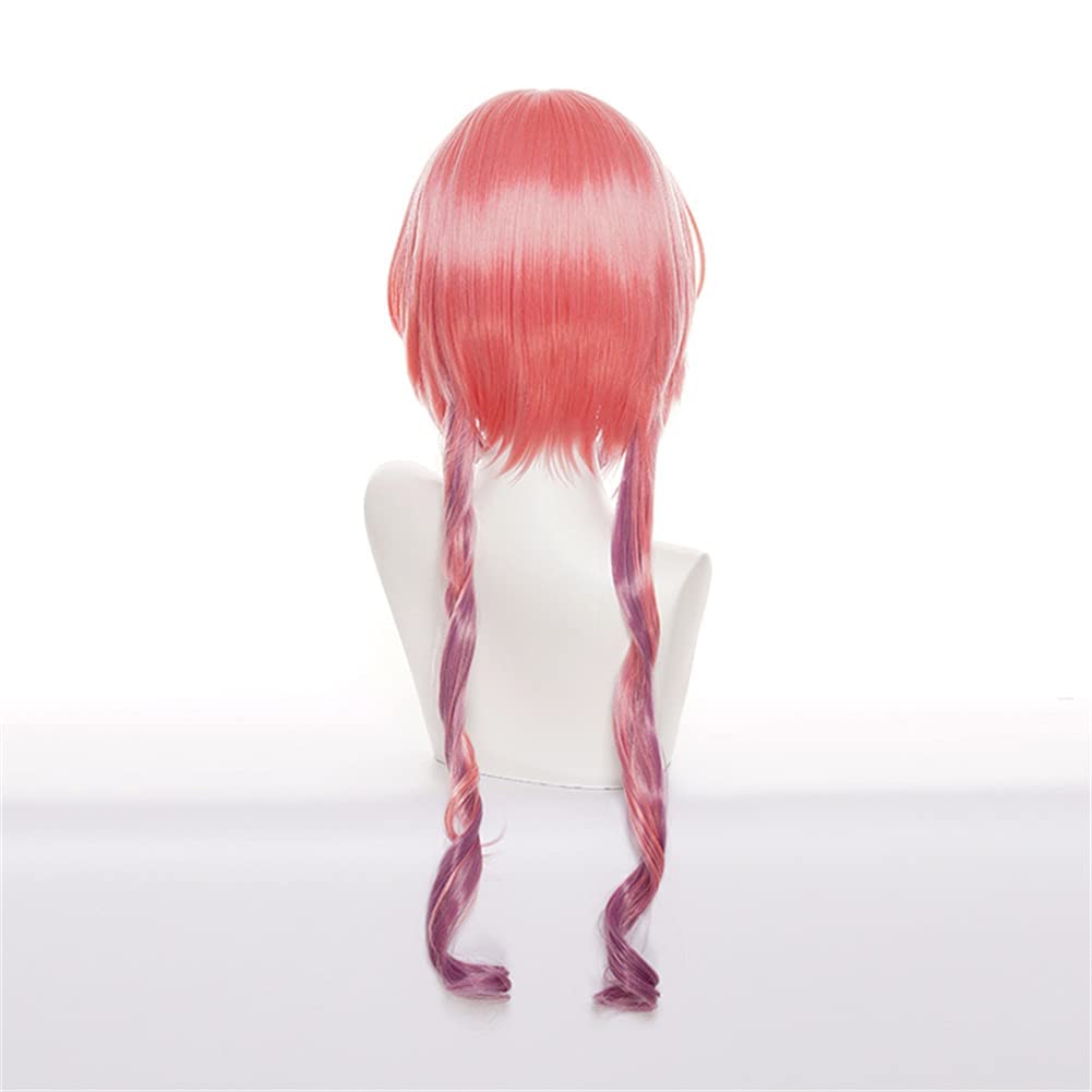 SisiruKou Double Tail Gradient Pink Purple Women Anime Wigs Halloween Cosplay Costume Wigs(Need styling)