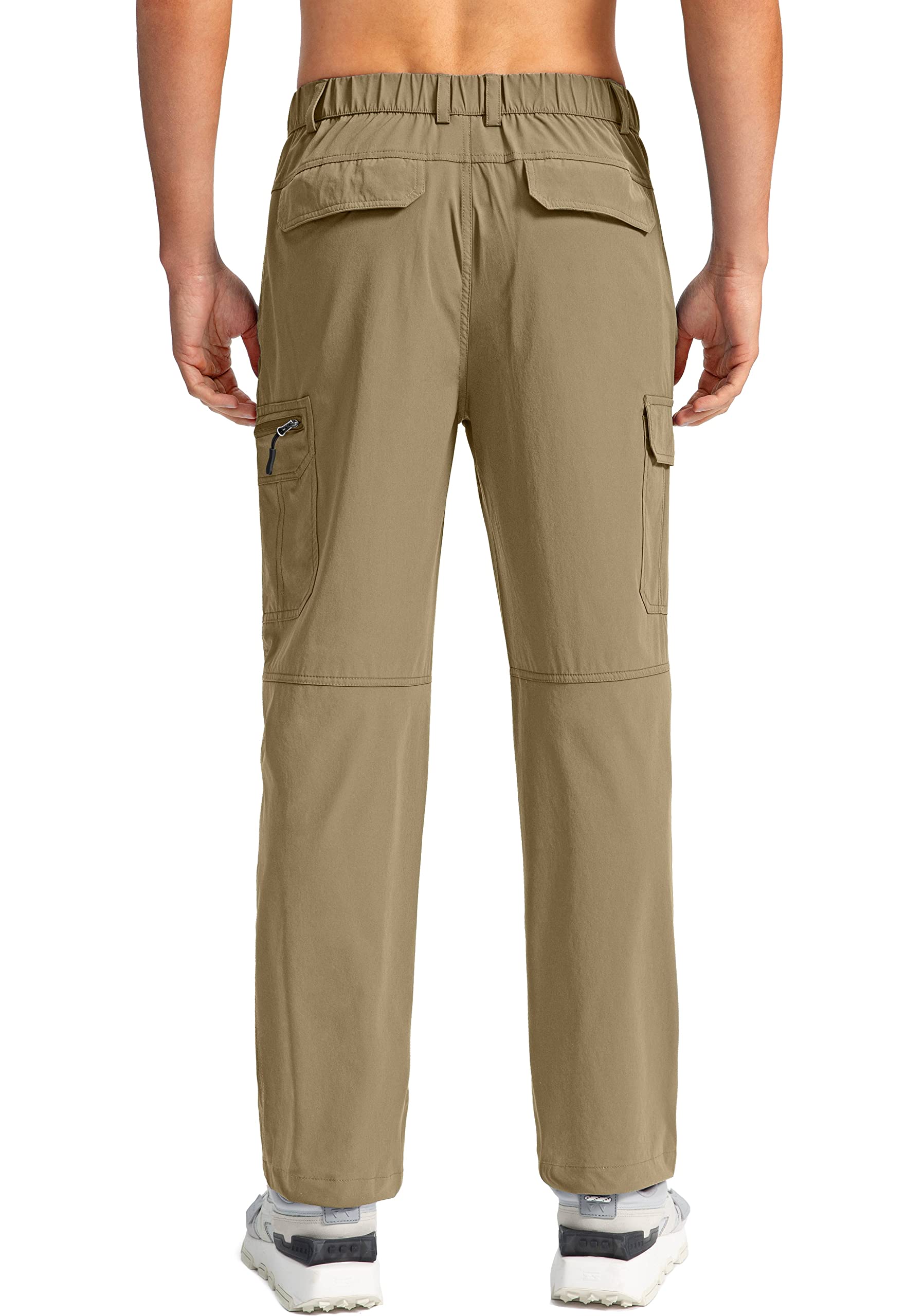 Pudolla Men's Hiking Cargo Pants Lightweight Outdoor Travel Pants for Men with Multi-Pockets for Fishing Camping Work(Sage Medium)