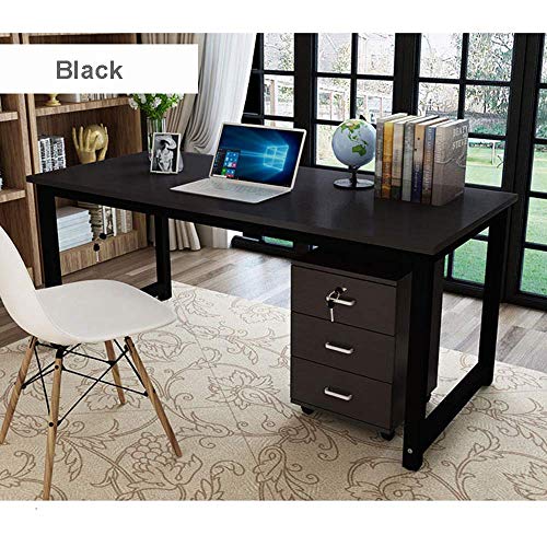 VebaCidi 47" Writing Computer Desk for Home Office Modern Simple Industrial Style Laptop Table Notebook Desk Study Desk Black Desktop Black Frame